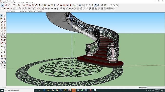 Classical stair case sketchup model 3D model | CGTrader