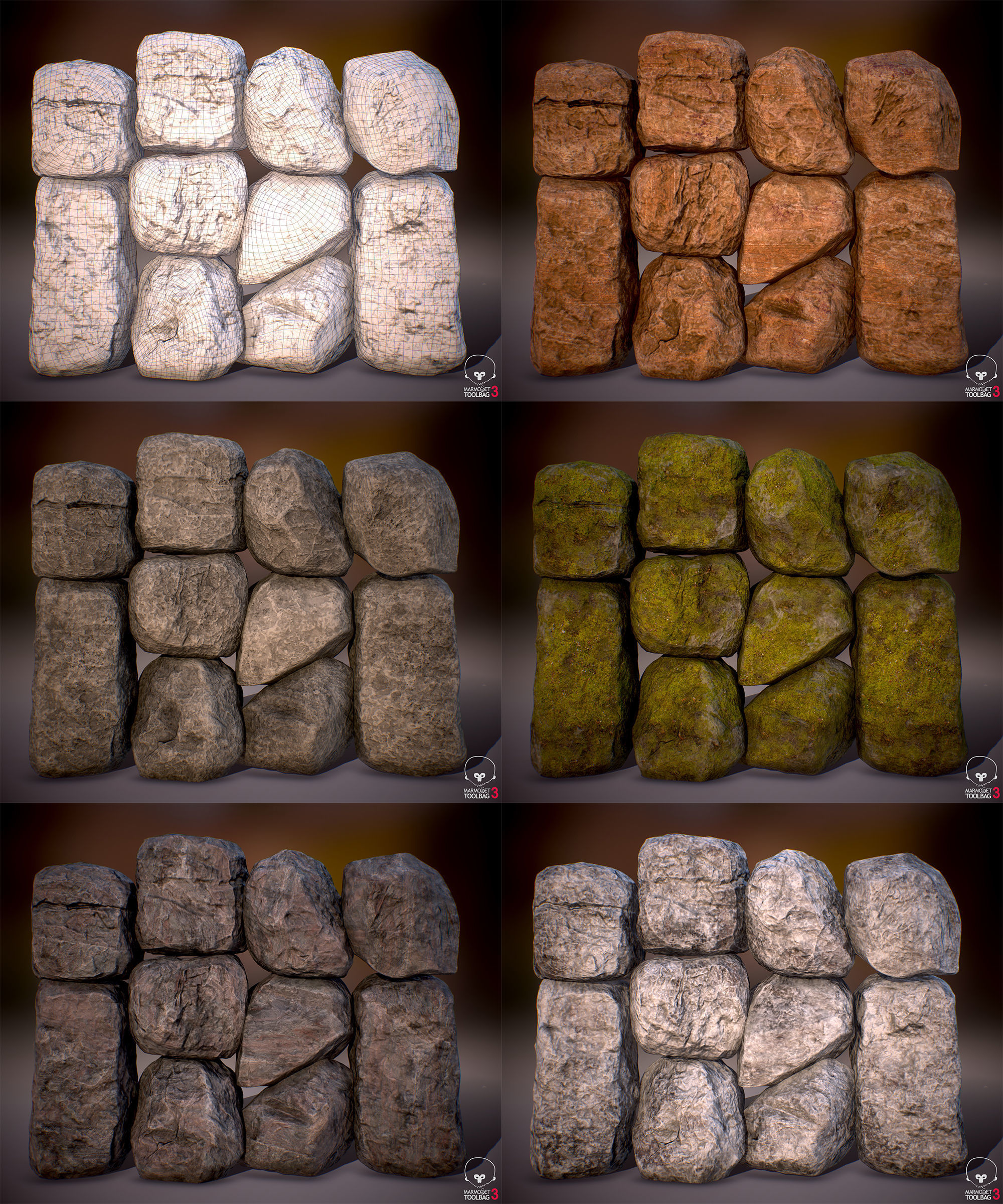 Boulder Rock Set 4K PBR Textures 3D asset | CGTrader