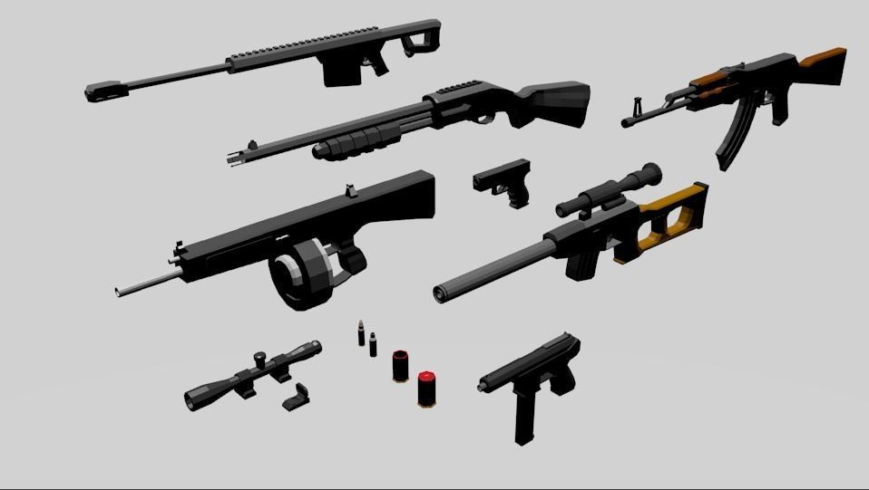 3D model Low Poly Weapons Pack VR / AR / low-poly | CGTrader