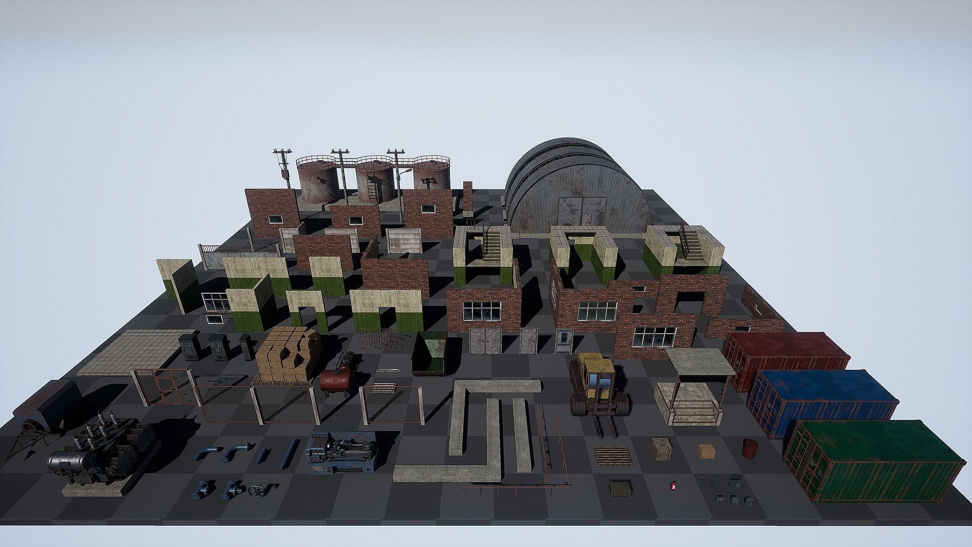 3D model HQ Modular Industrial Area VR / AR / low-poly | CGTrader