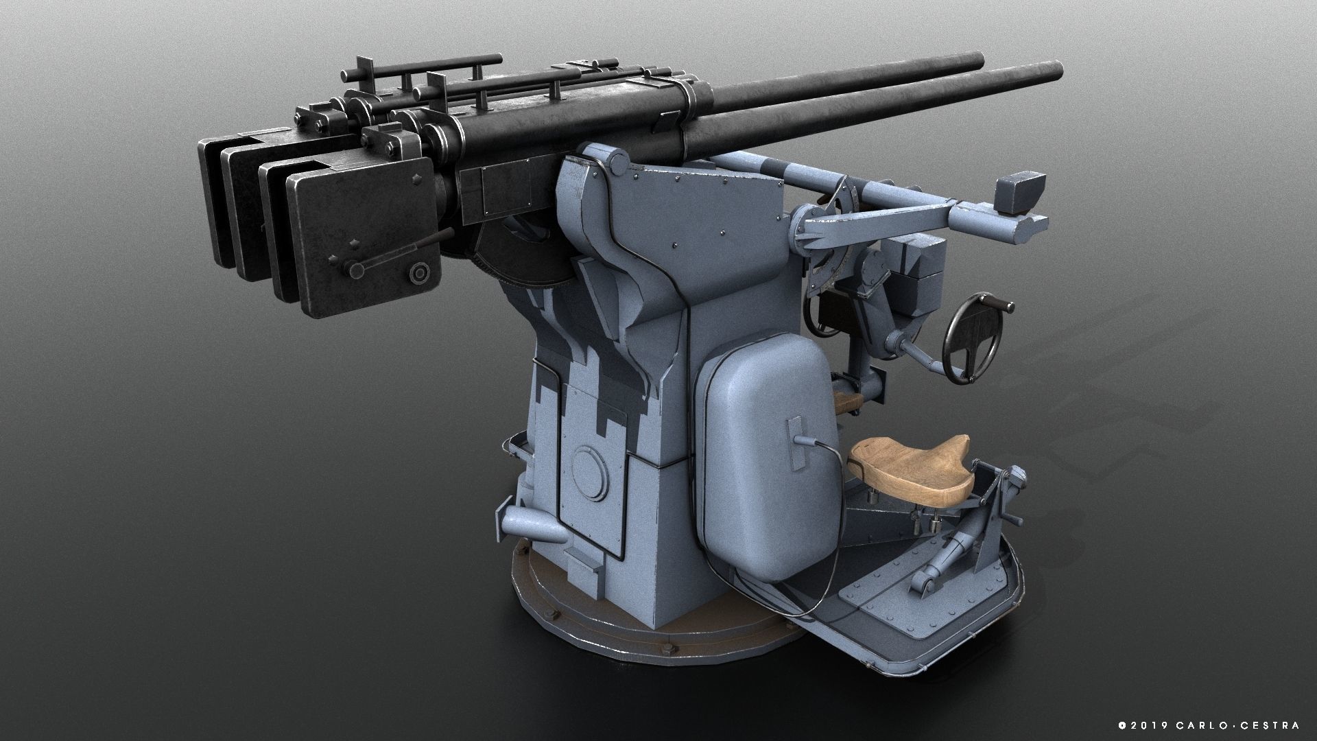 3D model German 37mm SK C30 anti-aircraft gun VR / AR / low-poly | CGTrader