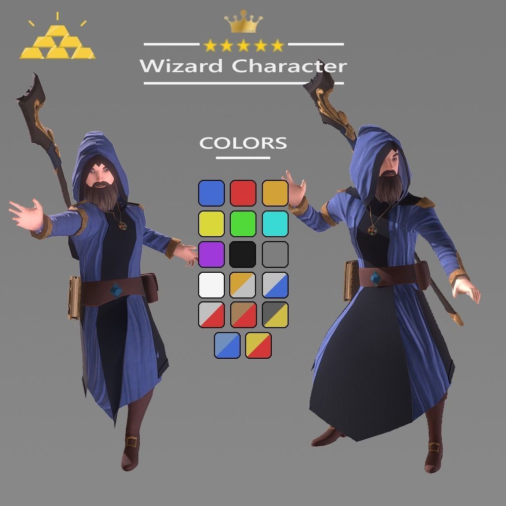 Animated Wizard Character Model 3D model animated rigged | CGTrader