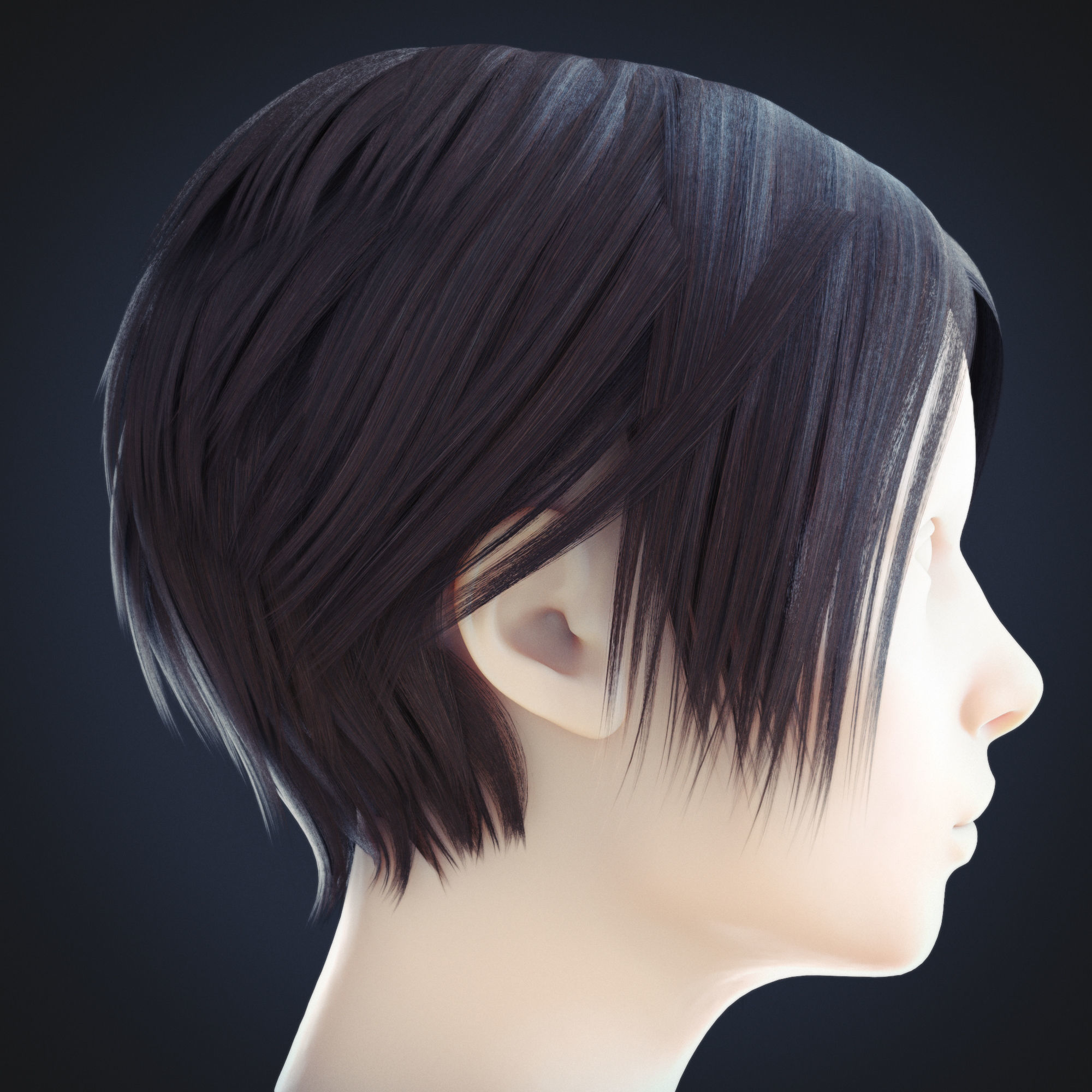 3D model Female Hairstyle Low Poly 2 VR / AR / low-poly | CGTrader