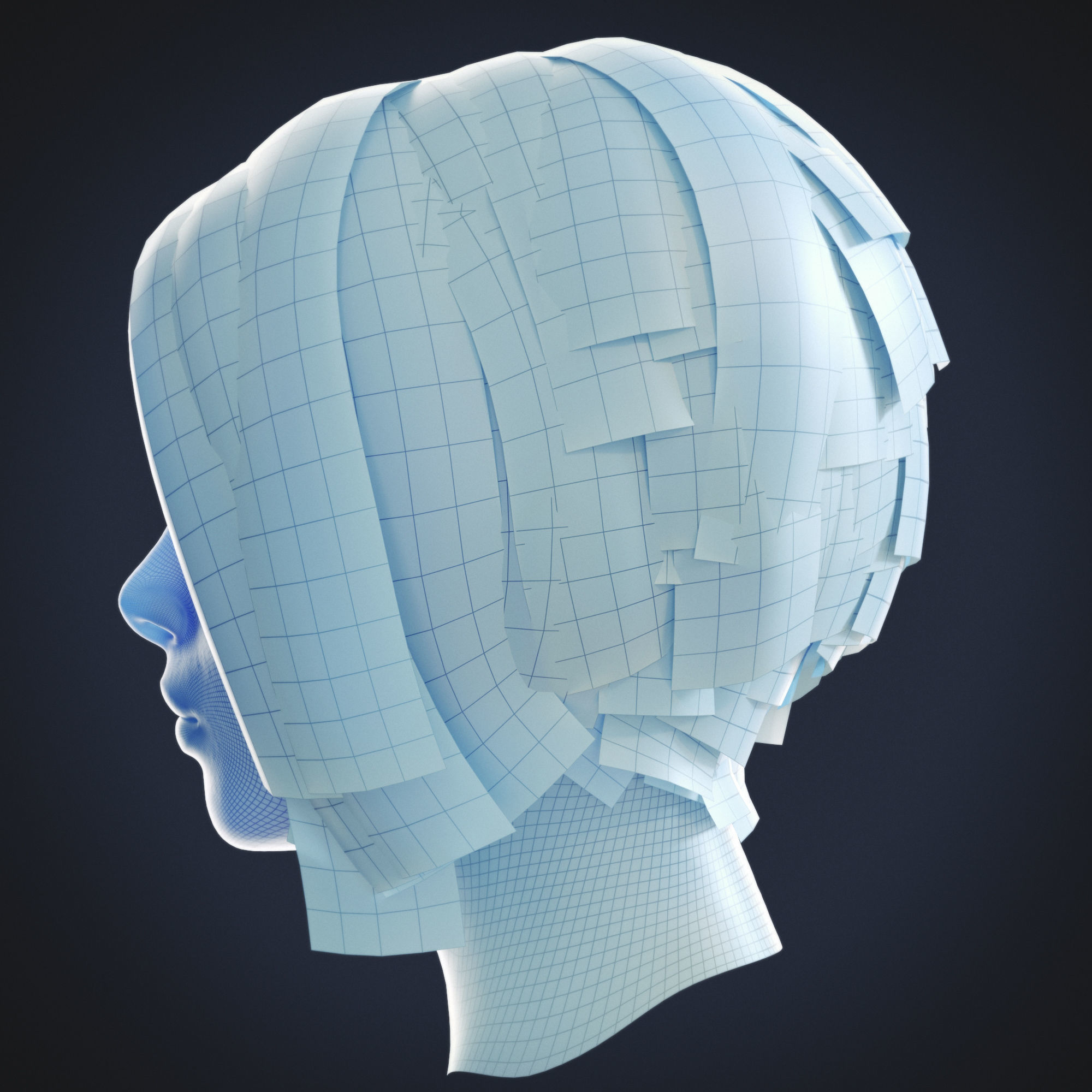 3D model Female Hairstyle Low Poly 2 VR / AR / low-poly | CGTrader