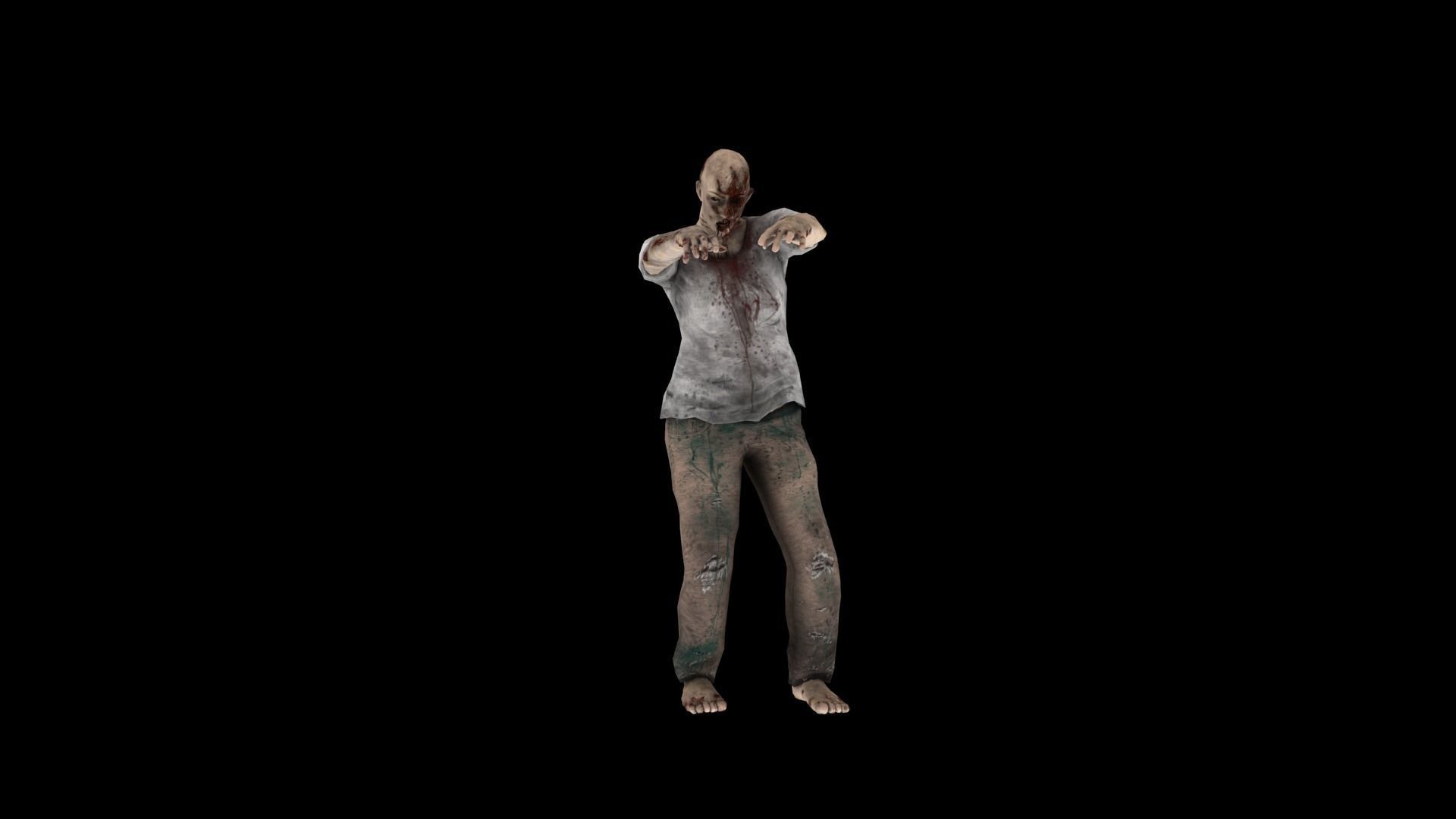 3D model Female Zombie Character VR / AR / low-poly rigged animated ...
