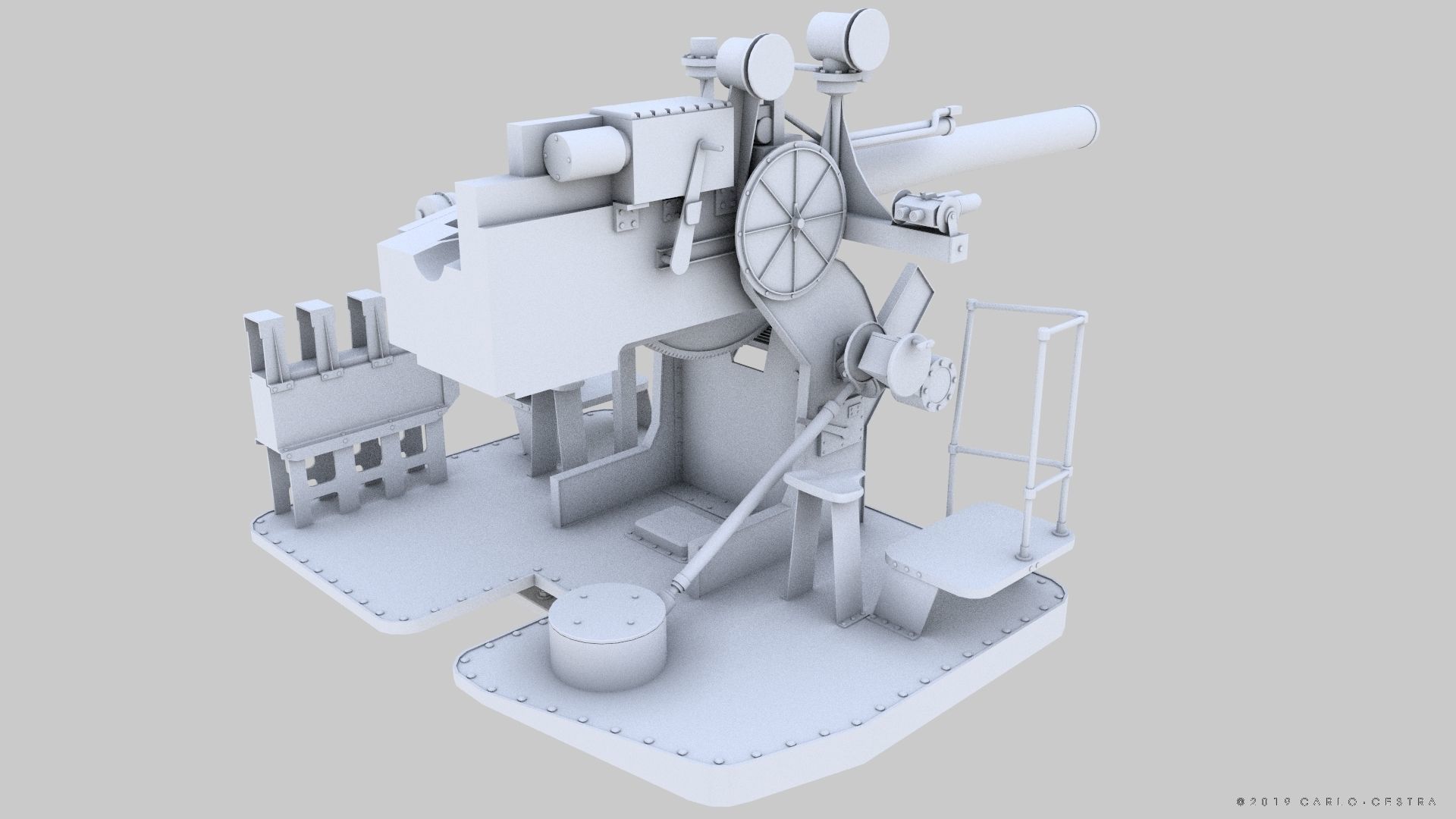 3D model 5-inch 25-caliber Mark 10 anti-aircraft gun VR / AR / low-poly ...