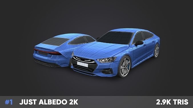 3D model Mobil Game-Ready Sedan Car 1 Low-Poly VR / AR / low-poly ...