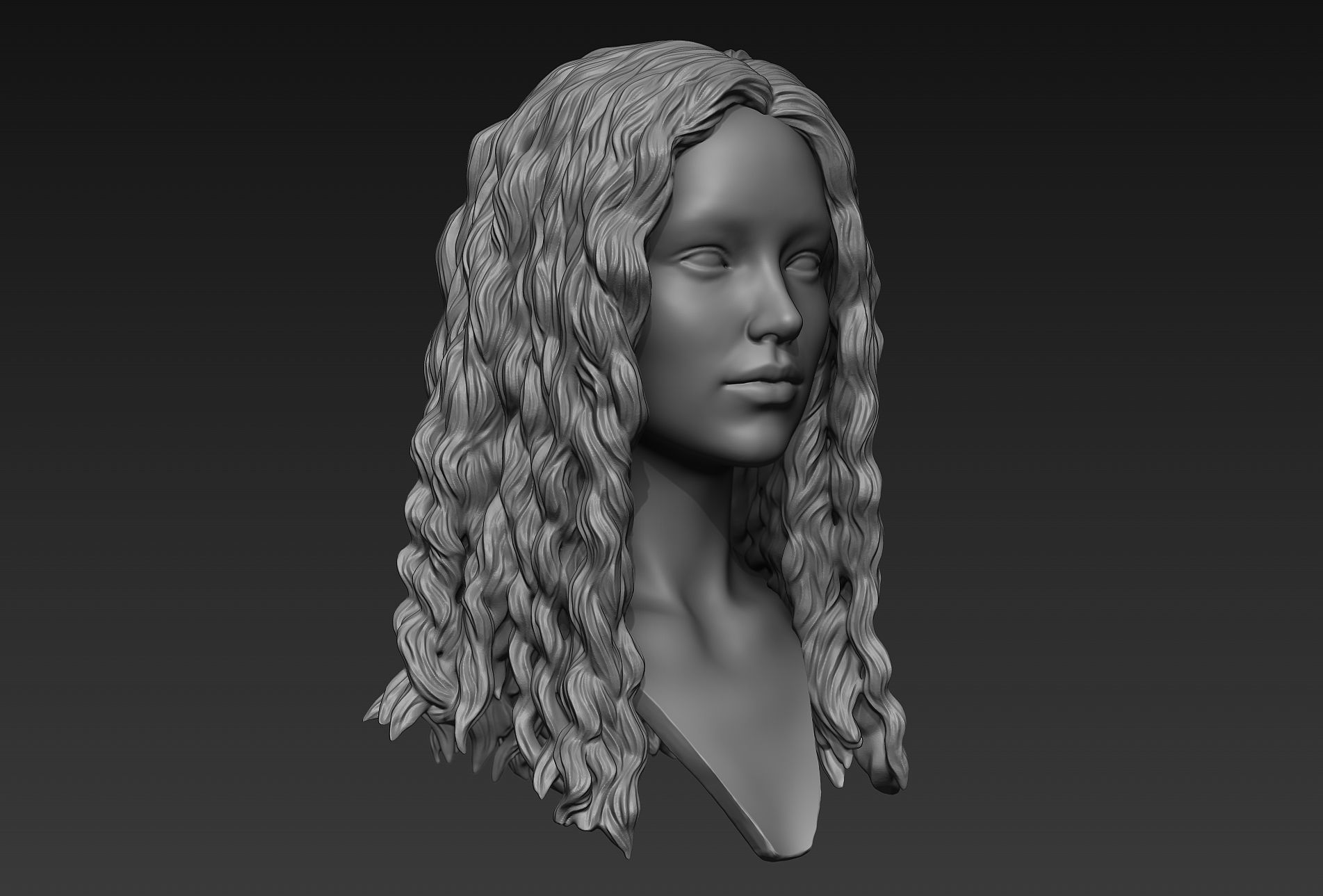 Hair 10 Curly 3D model OBJ STL ZTL