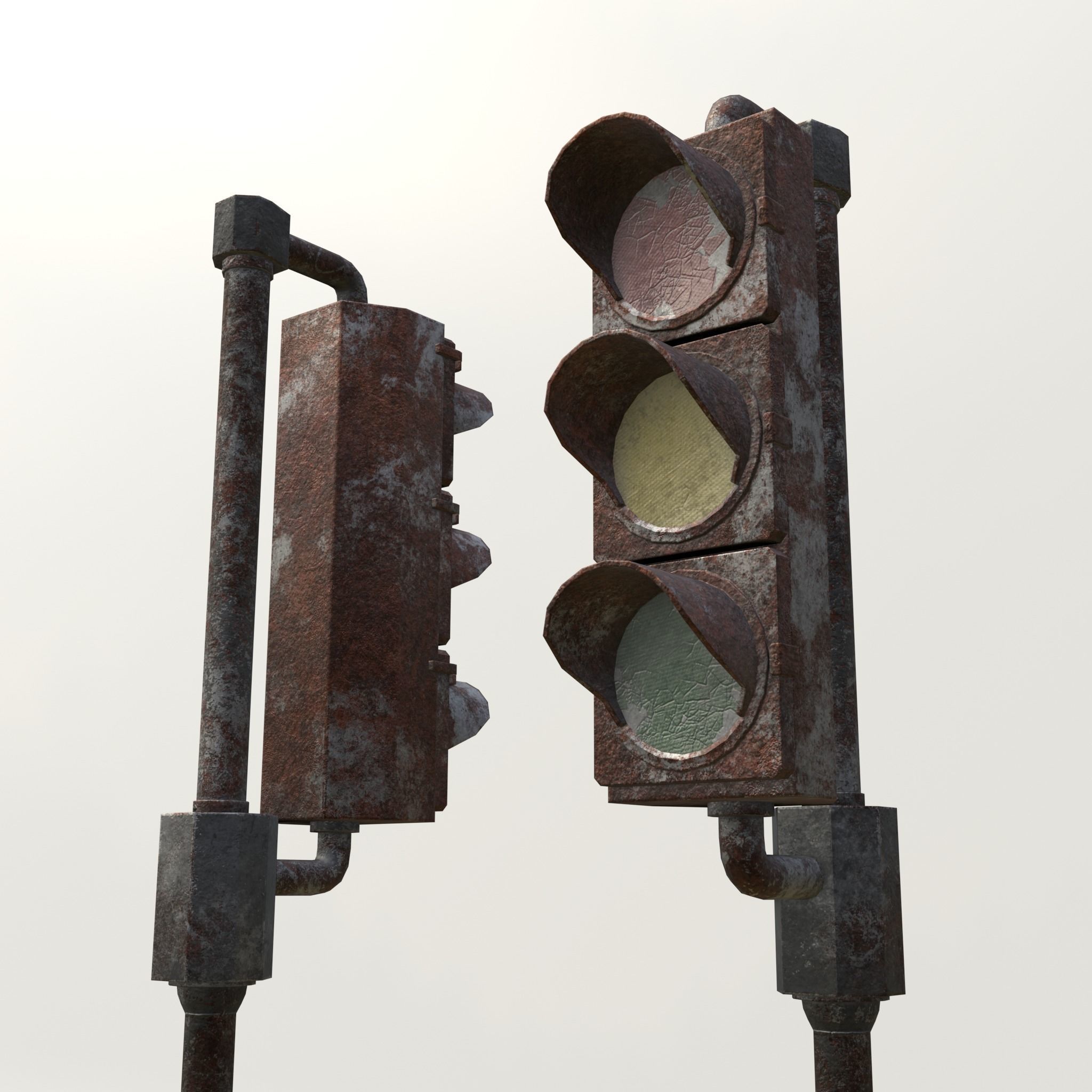 3D model Game-ready rusty postapo retro traffic lights - Unity - UE4 VR ...