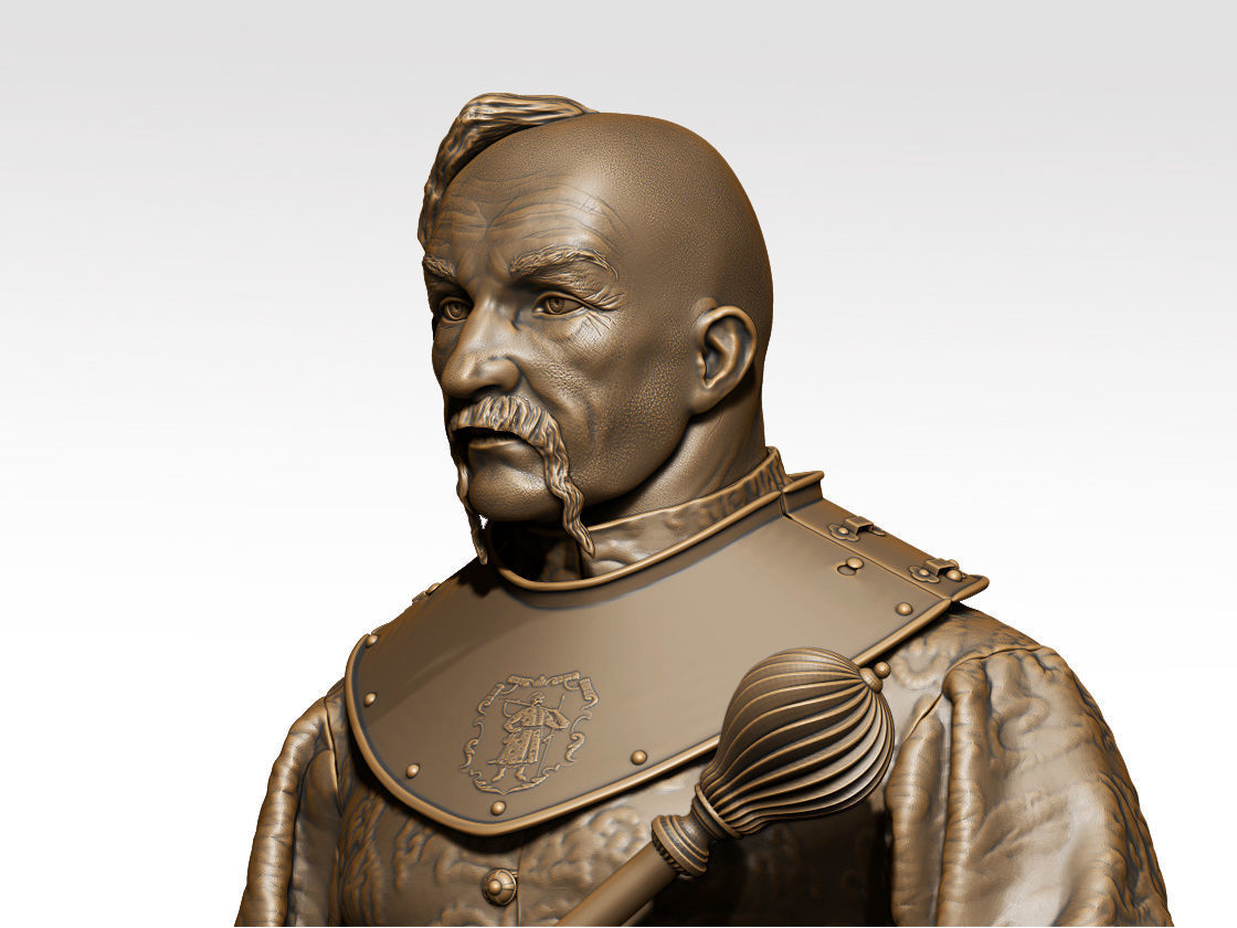 Ataman statue of man holding sword 3D model 3D printable | CGTrader