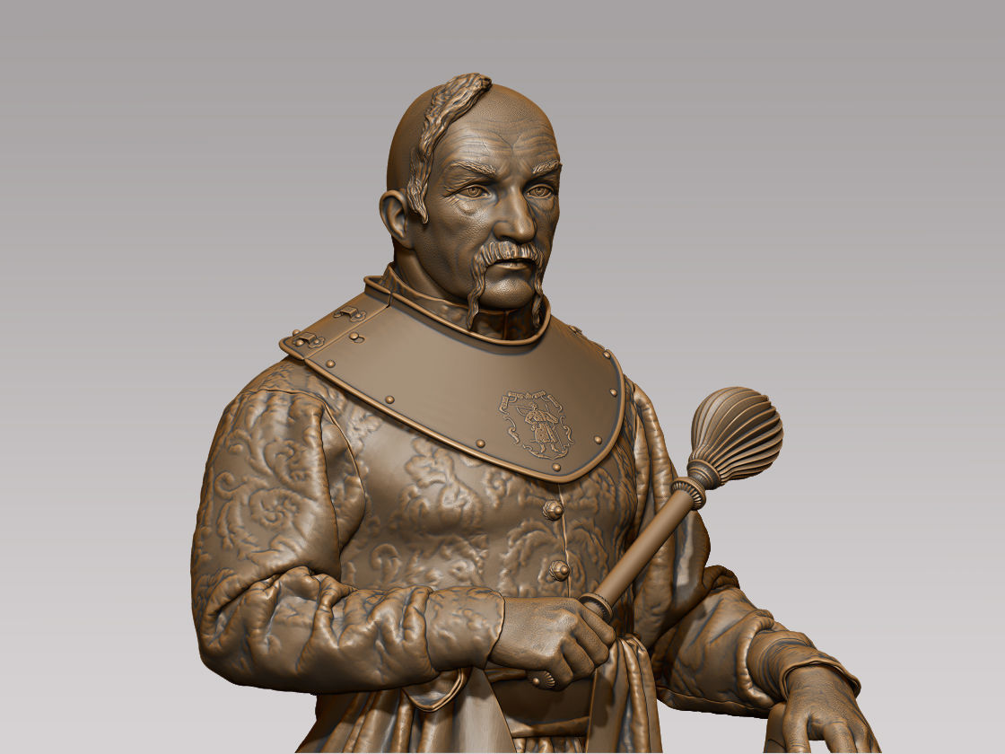 Ataman statue of man holding sword 3D model 3D printable | CGTrader