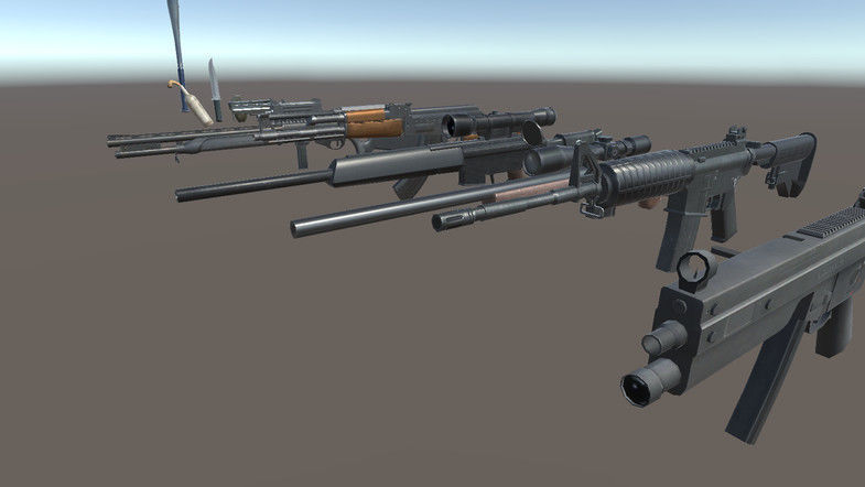 3D model Ak47 Bat Glock Grenade Knife M4 Molotov Pumpshot Shotgun Uzi ...