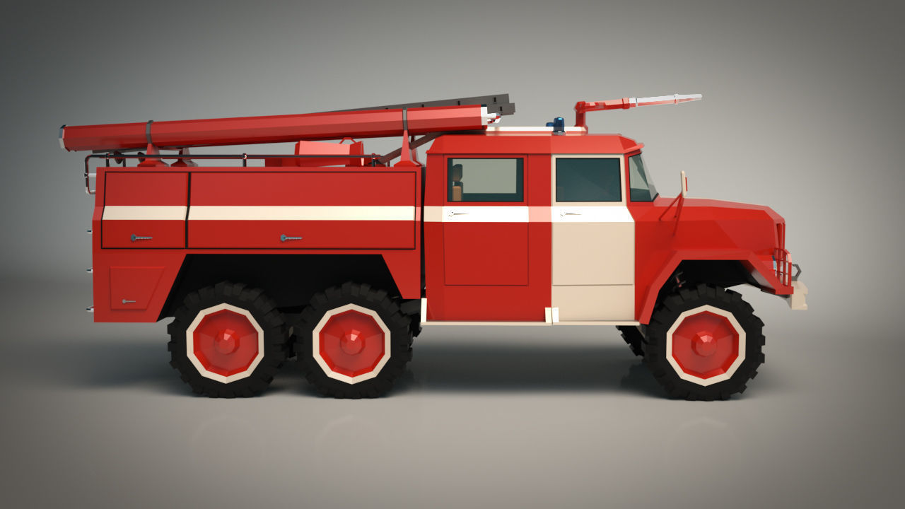 3D model Low Poly Fire Truck 03 VR / AR / low-poly | CGTrader