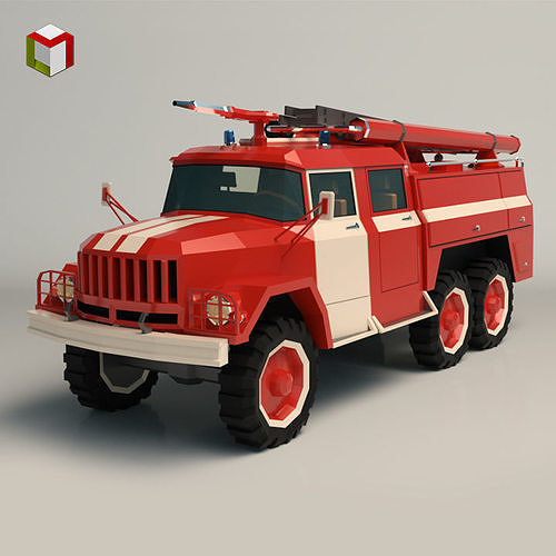3D model Low Poly Fire Truck 03 VR / AR / low-poly | CGTrader