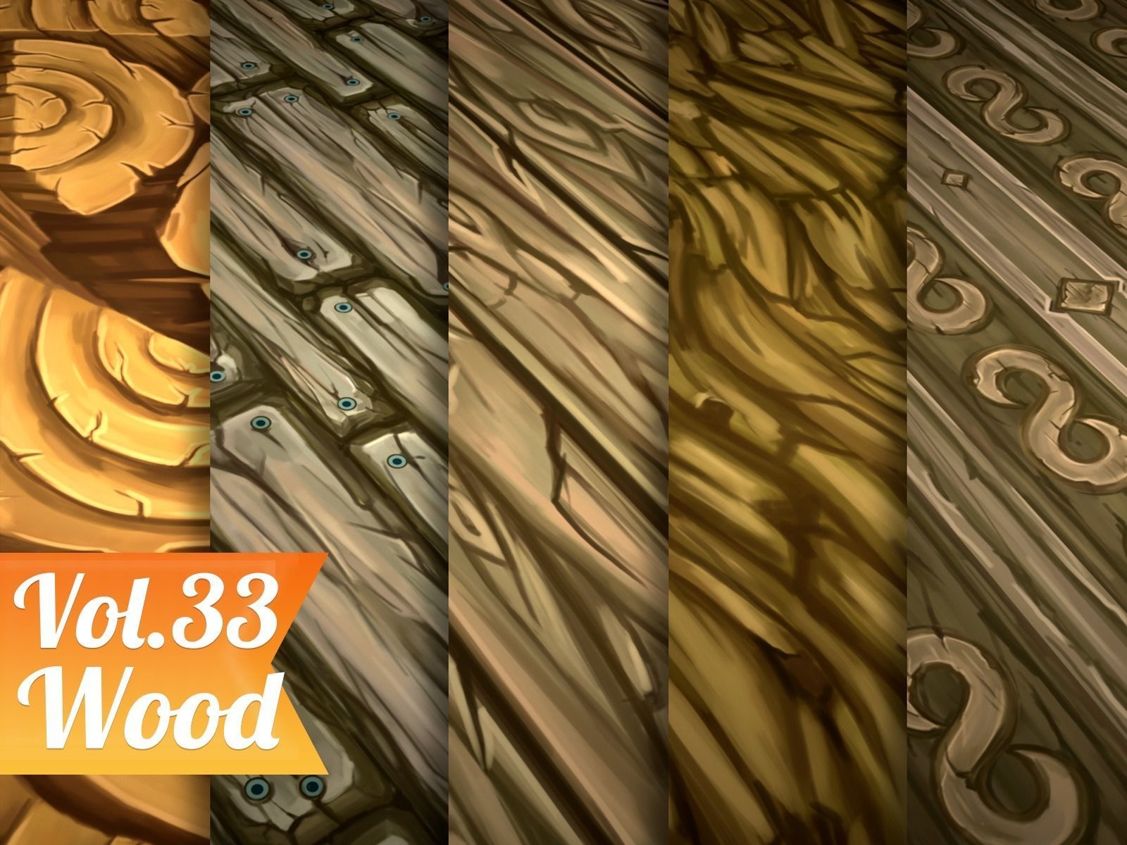 Texture Stylized Wood Vol 33 - Hand Painted Texture VR / AR / low-poly ...