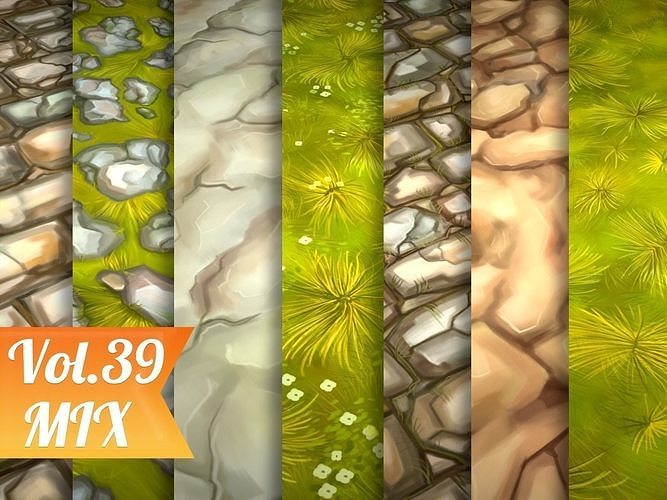 Texture Stylized Ground Mix Vol 39 - Hand Painted Textures VR / AR ...