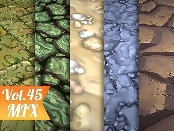 Texture Stylized Ground Vol 45 - Hand Painted Texture Pack VR / AR ...