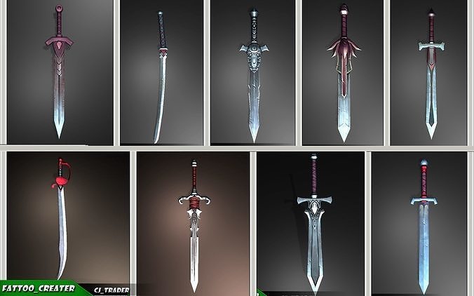 Fantasy Sword Collection Pack Low-Poly 3D Model | CGTrader