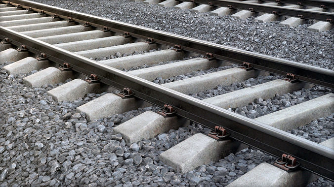 Railway railroad track with stones 3D model | CGTrader