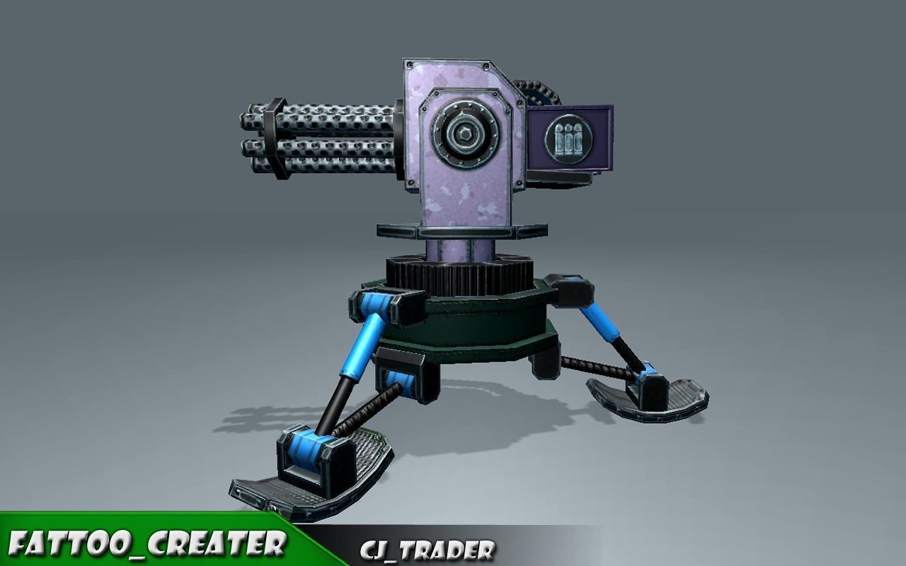 3D model Lowpoly Sci-Fi Turret - Modular Turret Machine Gun 3D model VR / AR / low-poly | CGTrader