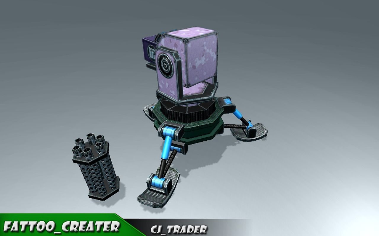 3D model Lowpoly Sci-Fi Turret - Modular Turret Machine Gun 3D model VR ...