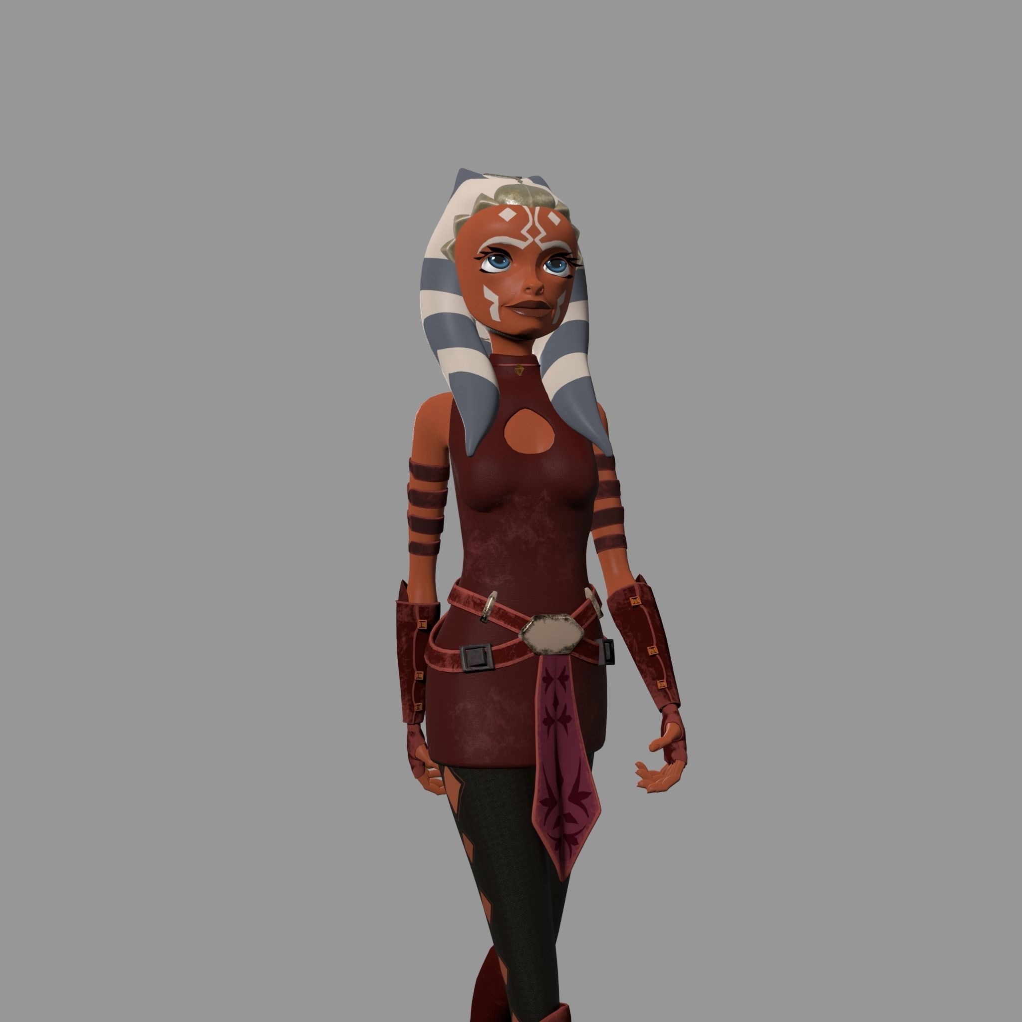 Ahsoka female character from star wars free 3D model rigged | CGTrader