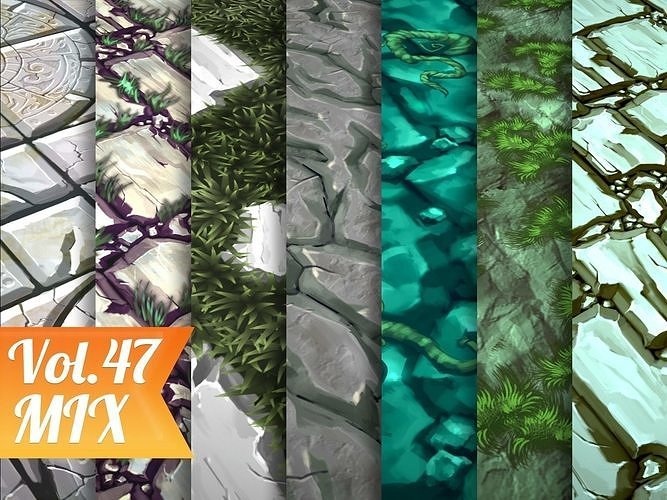 Texture Stylized Ground Vol 47 - Hand Painted Texture Pack VR / AR ...