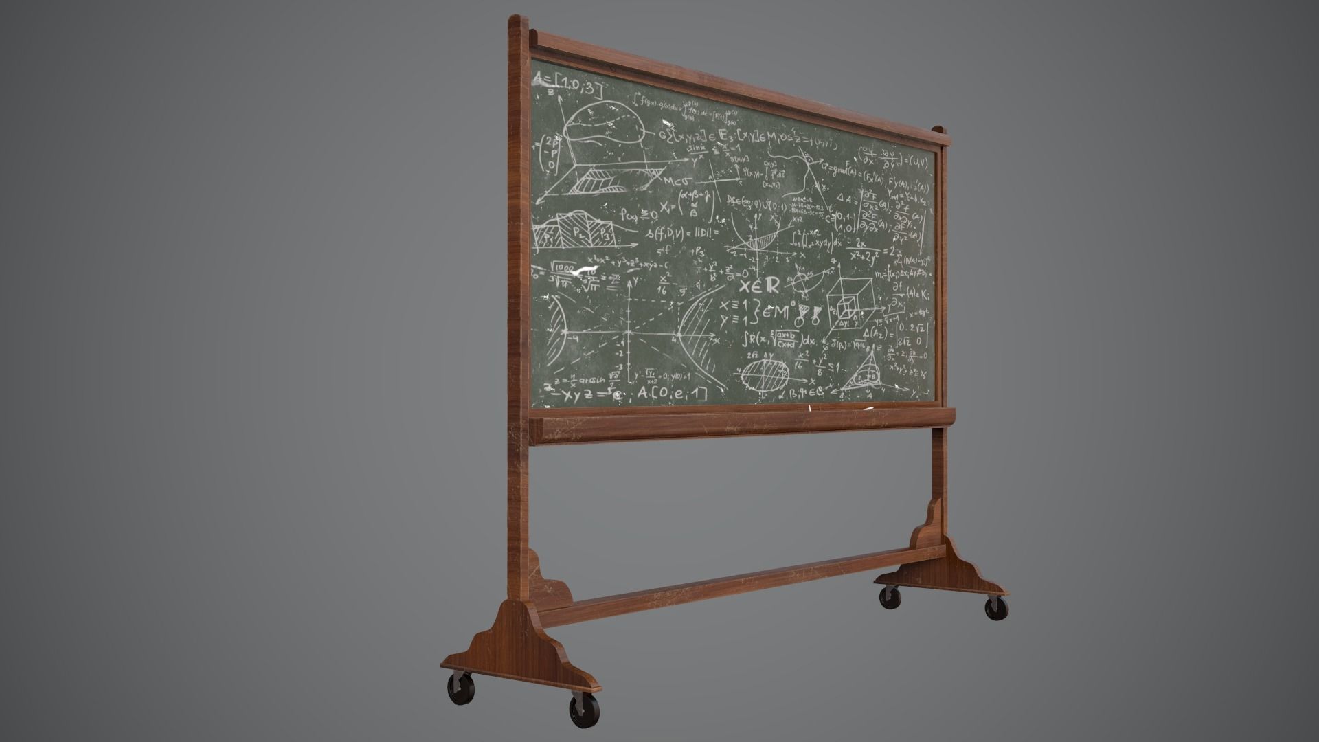 3D model CHALKBOARD Game Ready Low Poly blackboard on wheels VR / AR ...