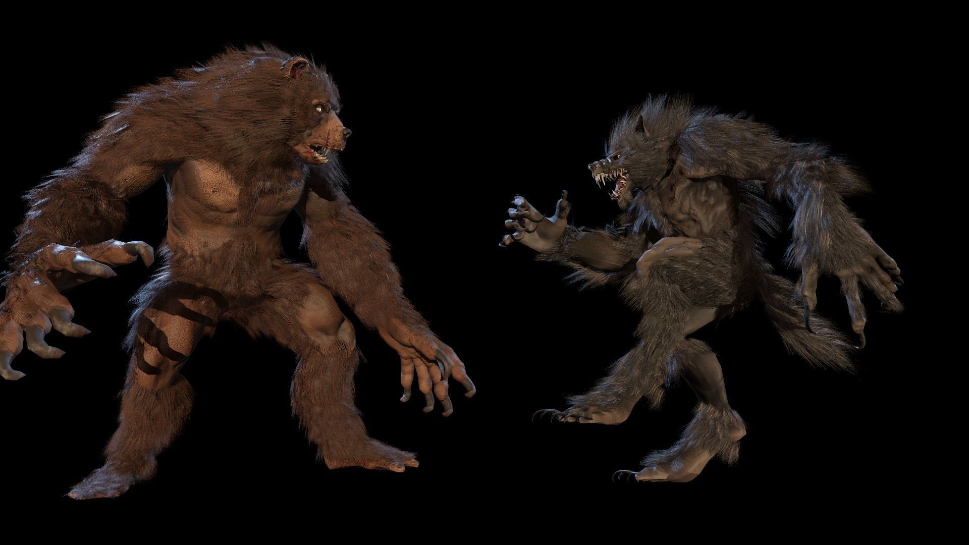 3D Model Collection WereBear vs Werewolf VR / AR / low-poly | CGTrader