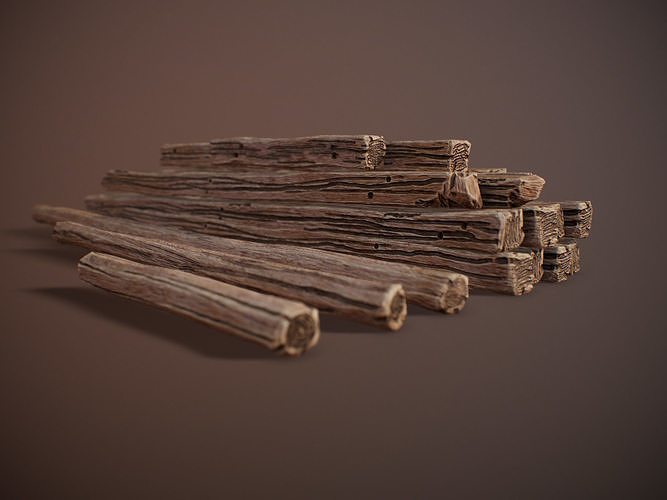 3D model stylized Wood Sticks PBR VR / AR / low-poly | CGTrader