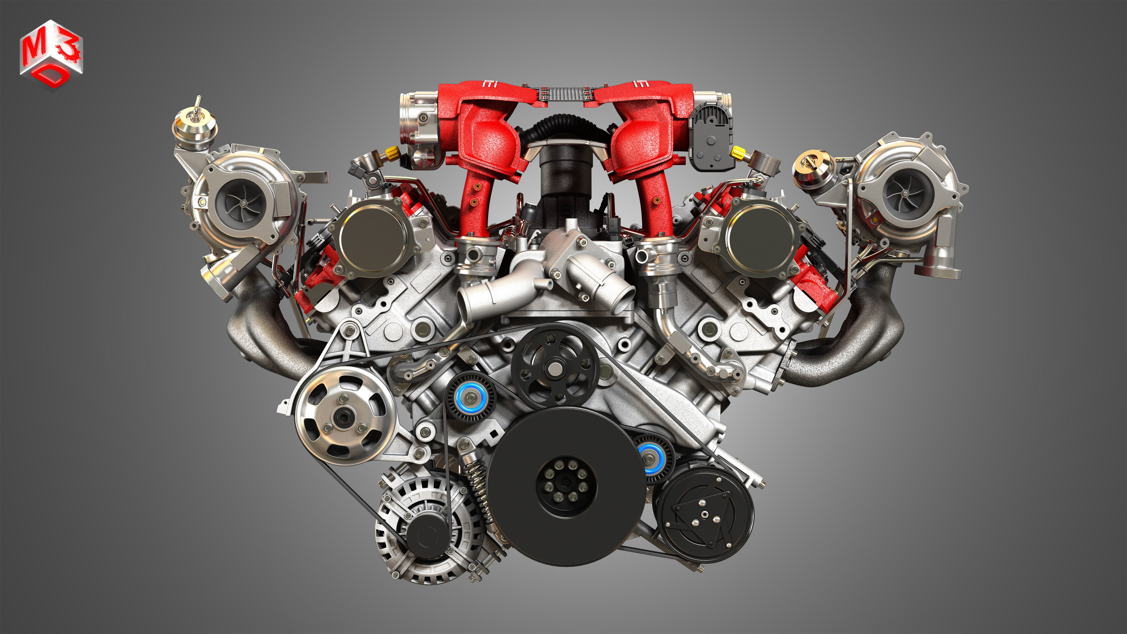 488 GTB Engine - V8 Twin Turbo Engine 3D model | CGTrader