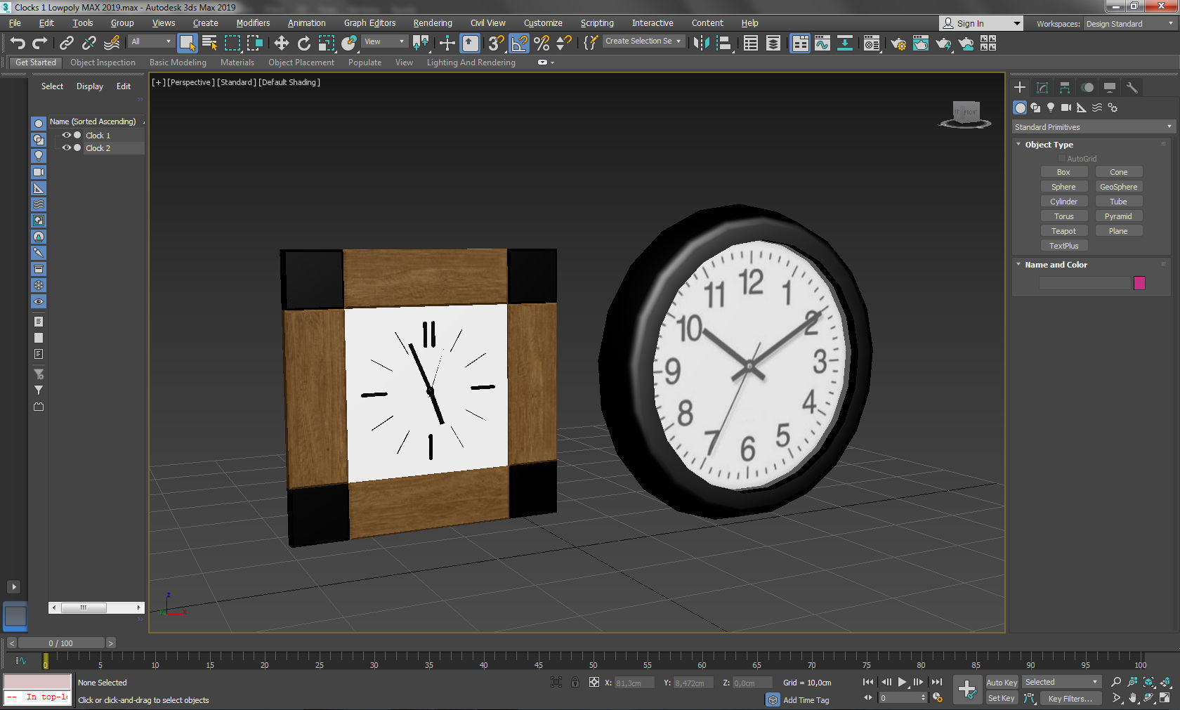 3D model Clocks 1 Lowpoly clock with wooden frame VR / AR / low-poly ...