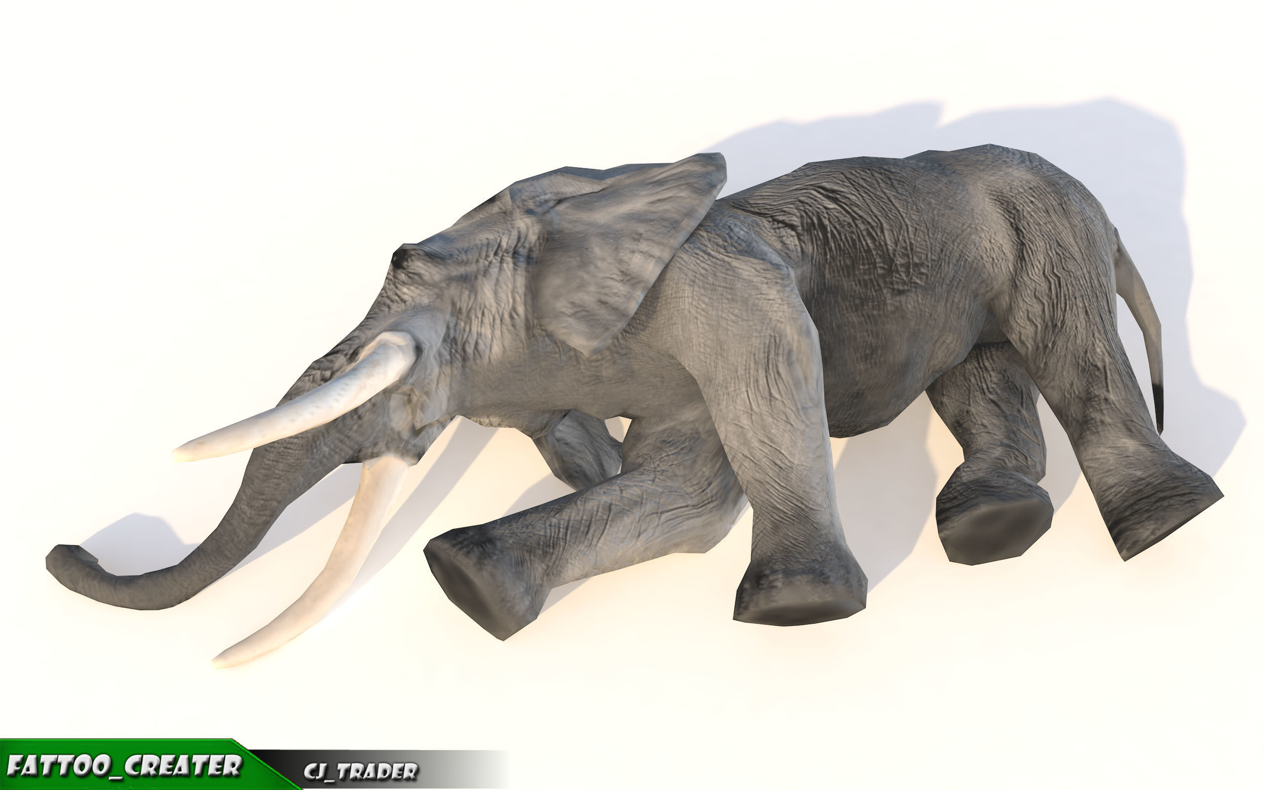 3D model Elephant Animated Lowpoly VR / AR / low-poly rigged animated ...