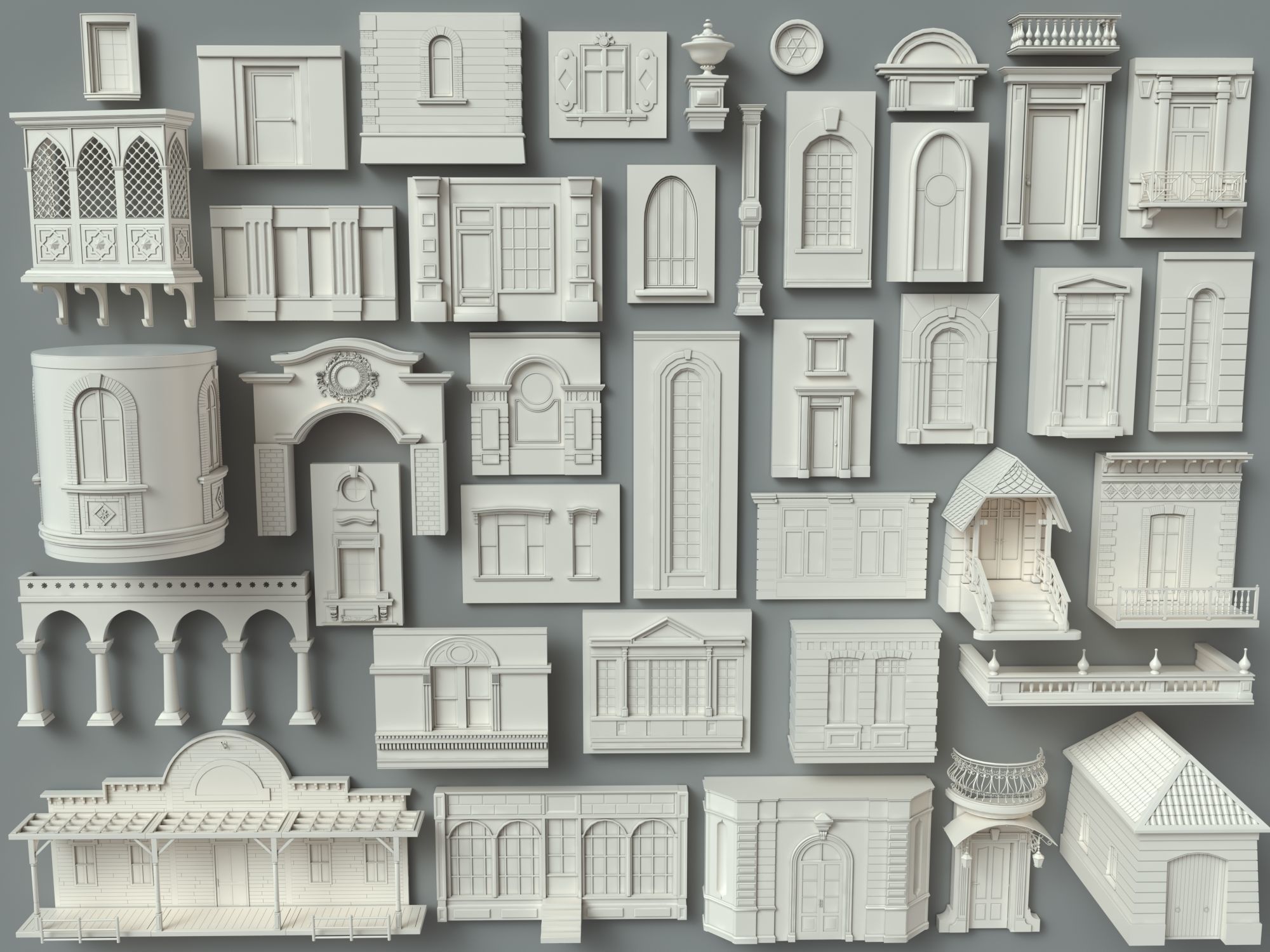 3D Building Facade Collection-5 - 40 peace | CGTrader