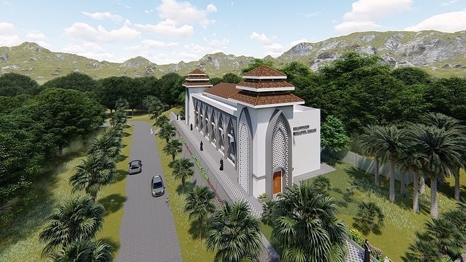 class building with islamic design exterior 3D model | CGTrader