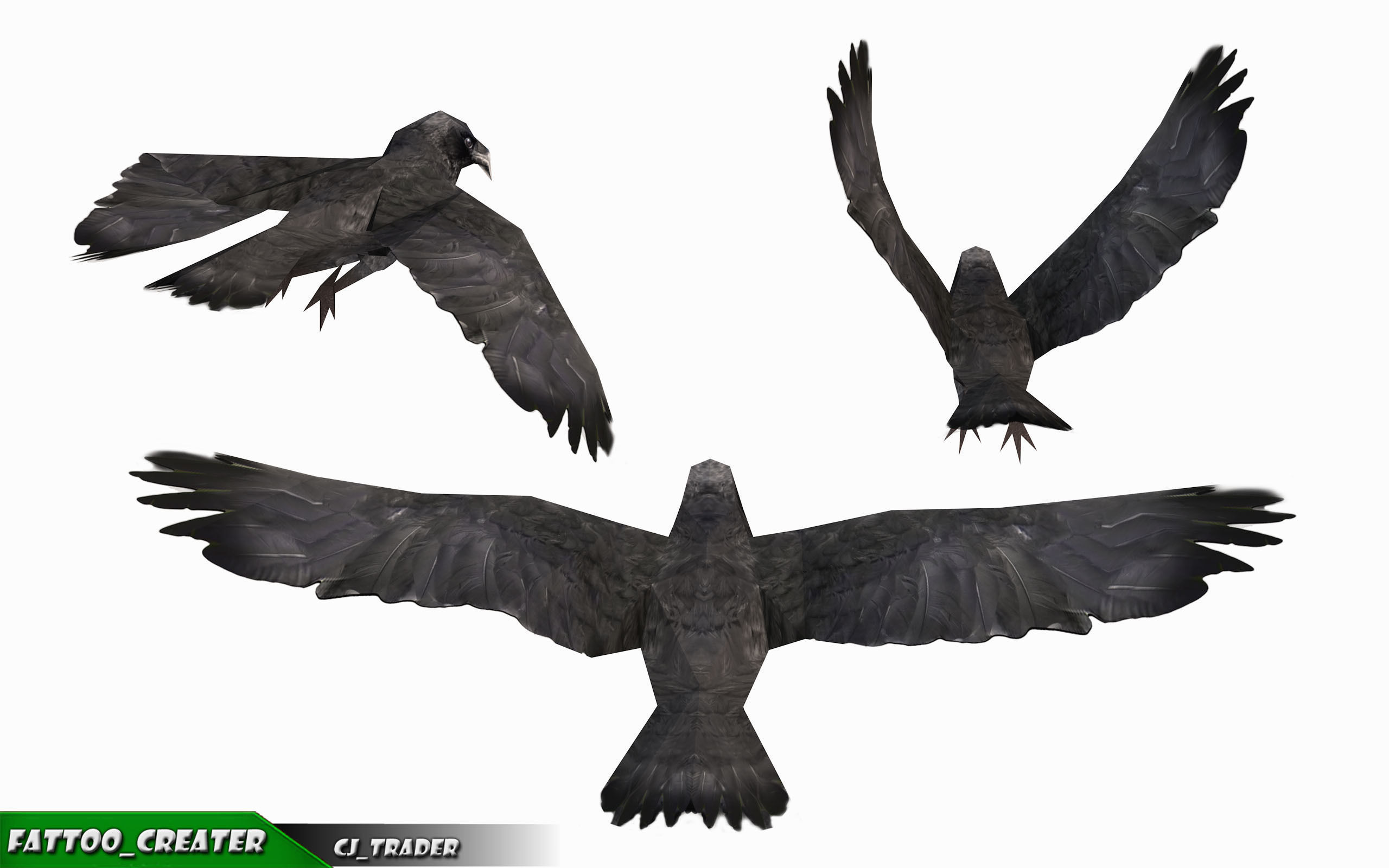 3D model Low-poly Crow Rigged Animated 3D model VR / AR / low-poly ...