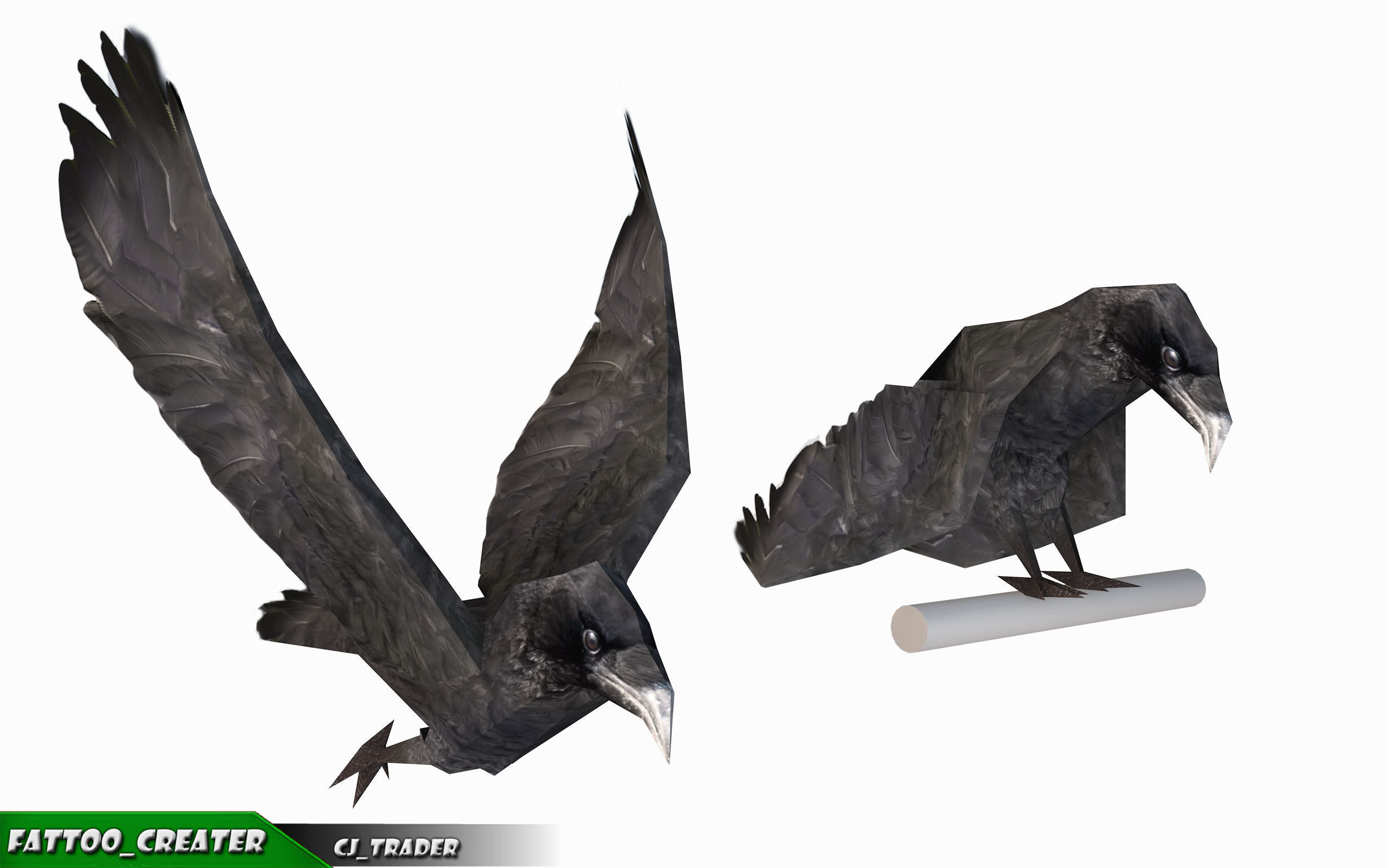 3D model Low-poly Crow Rigged Animated 3D model VR / AR / low-poly ...