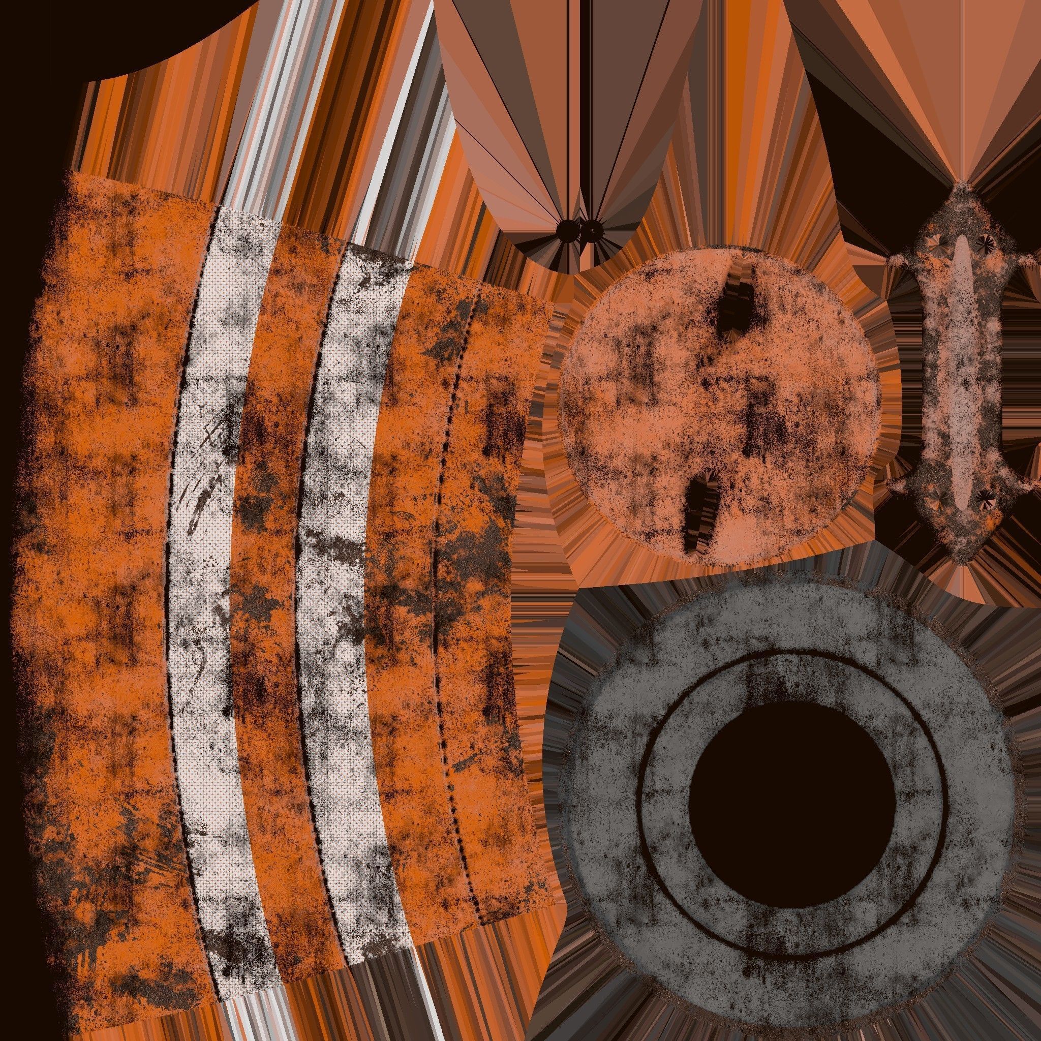 3D model dirty lowpoly traffic Barrel Barricade with pbr textures VR ...