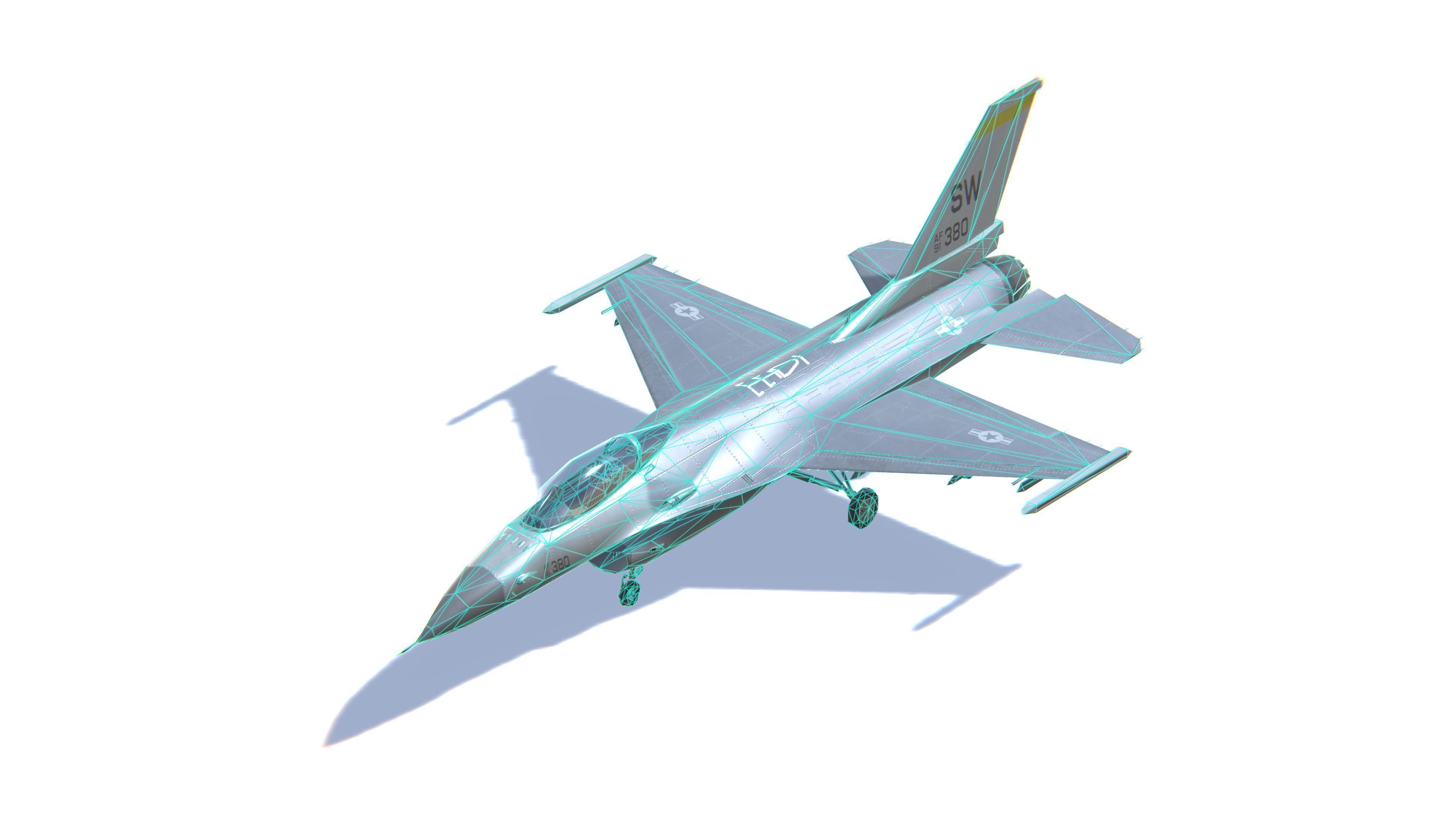 3D model F-16 Fighting Falcon Jet Fighter Aircraft VR / AR / low-poly ...