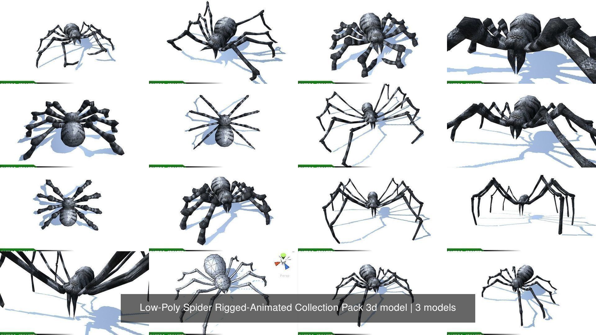 Low-Poly Spider Rigged-Animated Collection Pack 3d model | CGTrader