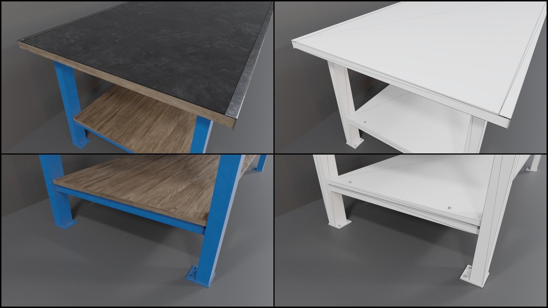 3D model Industrial Workshop Worktable Large PBR VR / AR / low-poly ...