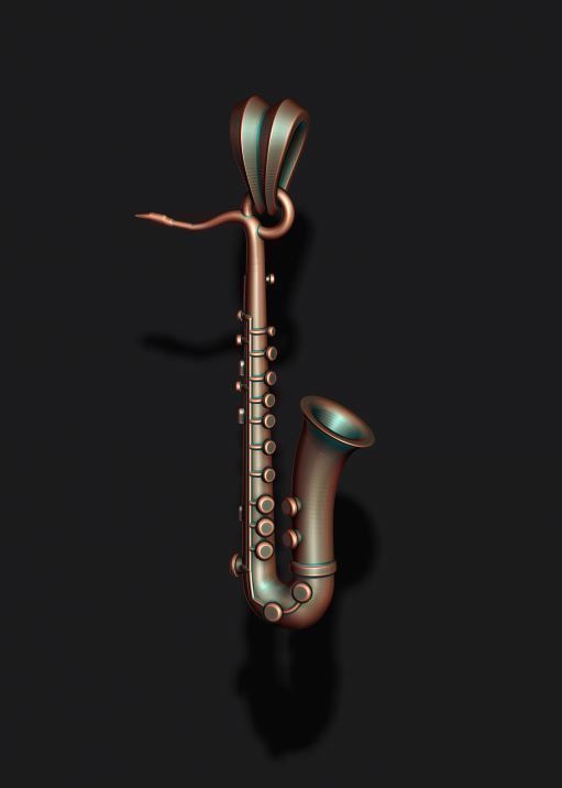 Saxophone pendant 3D model 3D printable | CGTrader