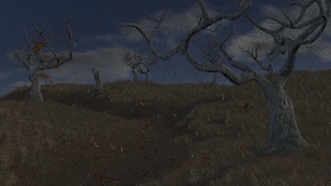 3D model Low Poly Creepy Dead Tree Foliage Pack With PBR Materials VR ...