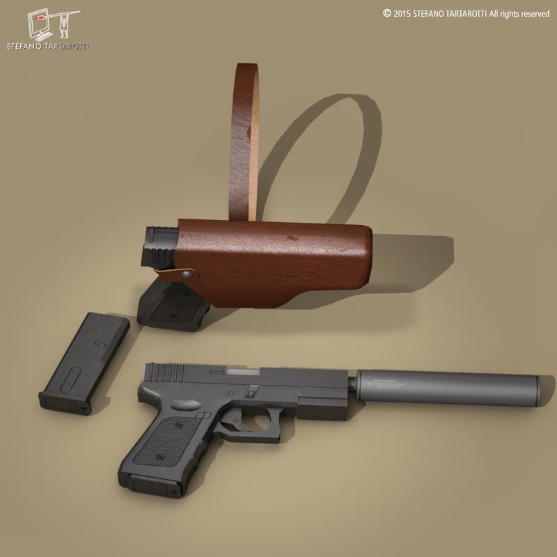 9mm handgun 3D model | CGTrader