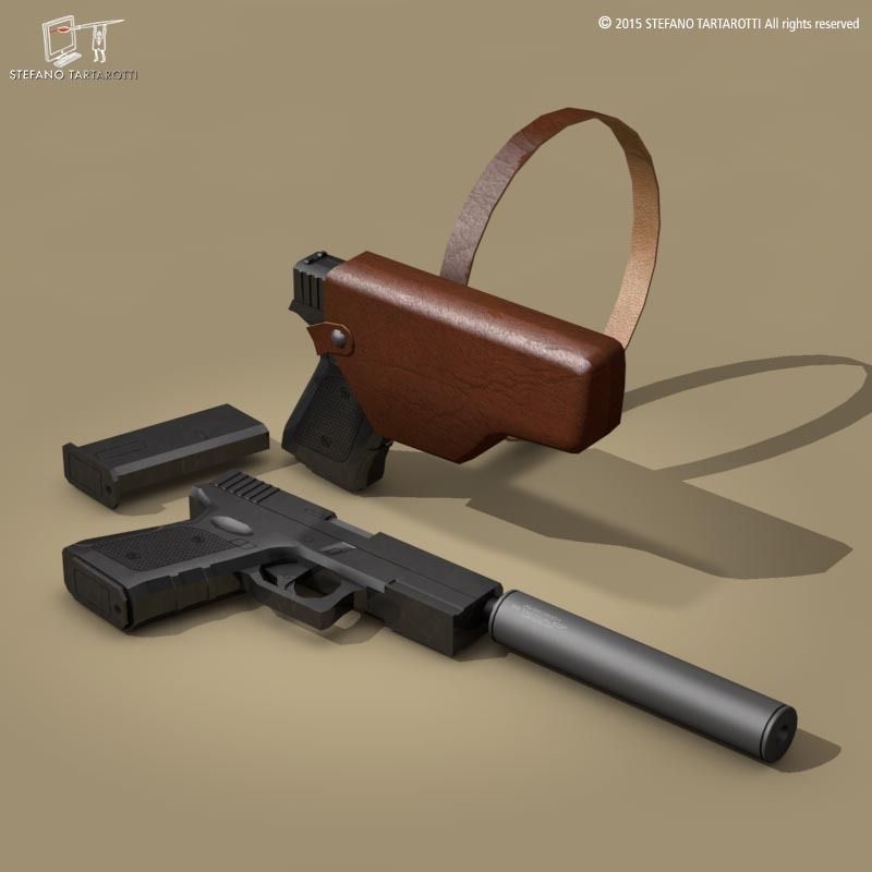 9mm handgun 3D model | CGTrader