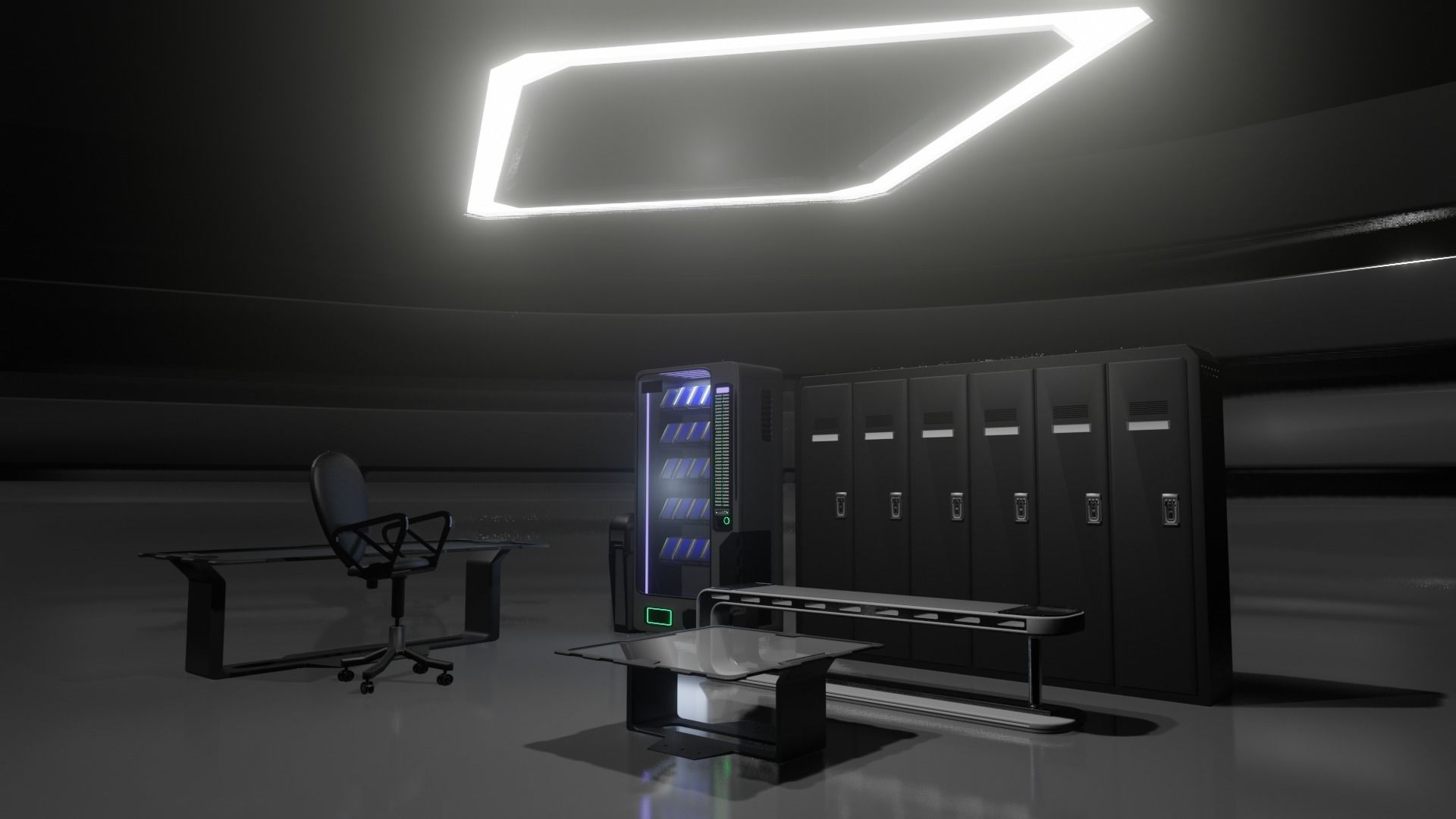 simple sci-fi interior props 3D model | CGTrader