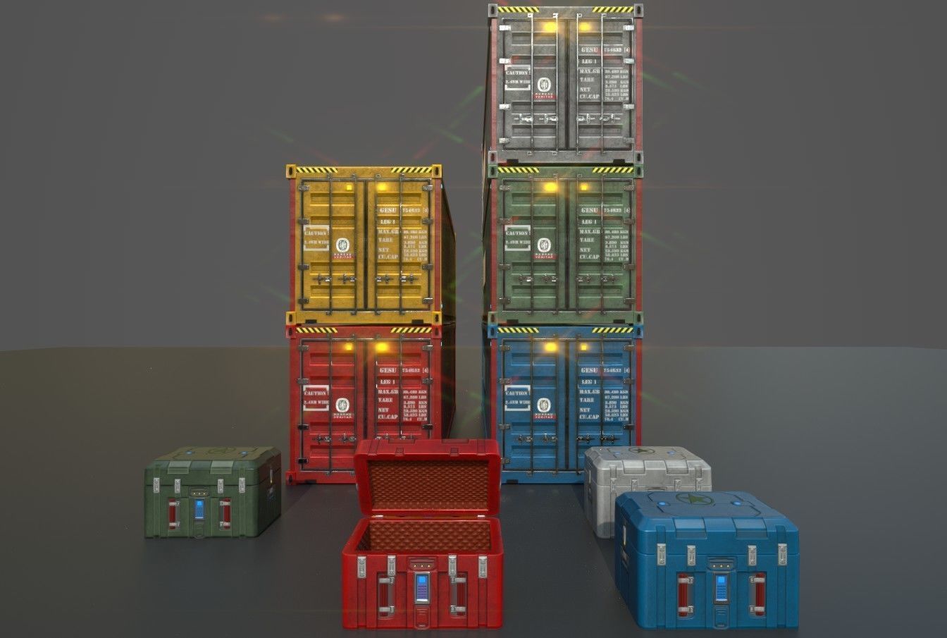 3D model Low poly container and scfi box VR / AR / low-poly | CGTrader