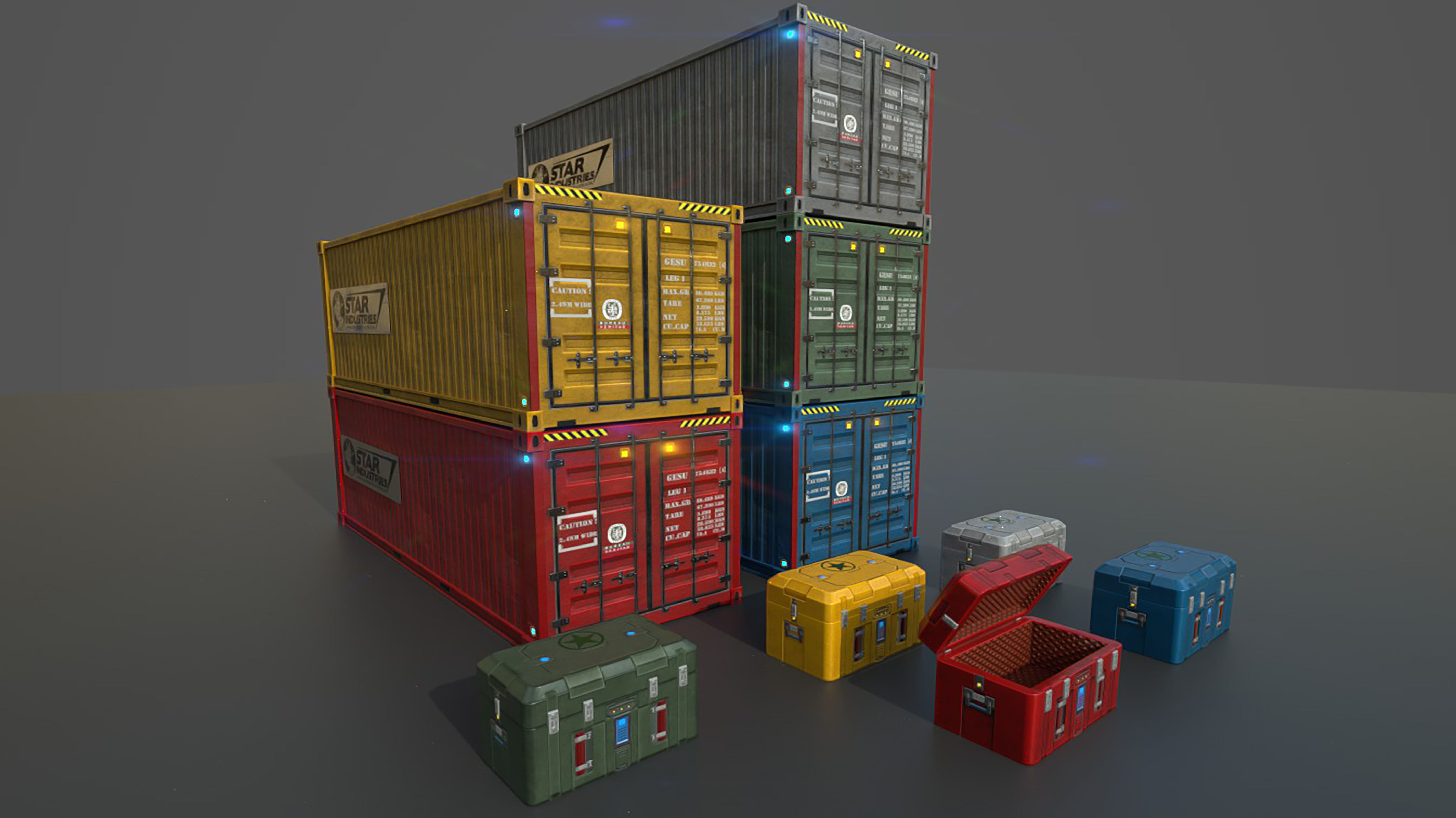 3D model Low poly container and scfi box VR / AR / low-poly | CGTrader