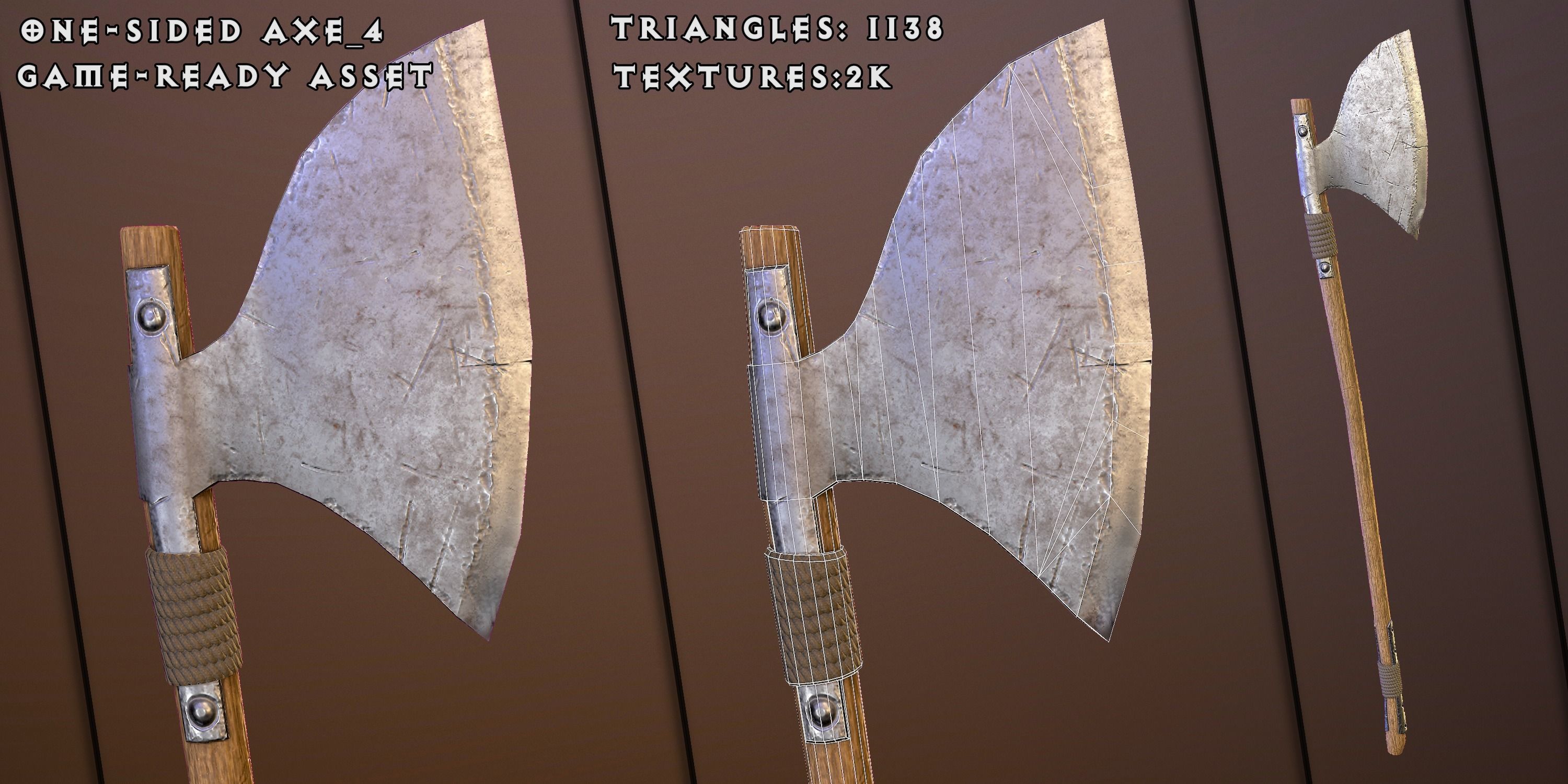 3D model Medieval one-sided axes pack VR / AR / low-poly | CGTrader