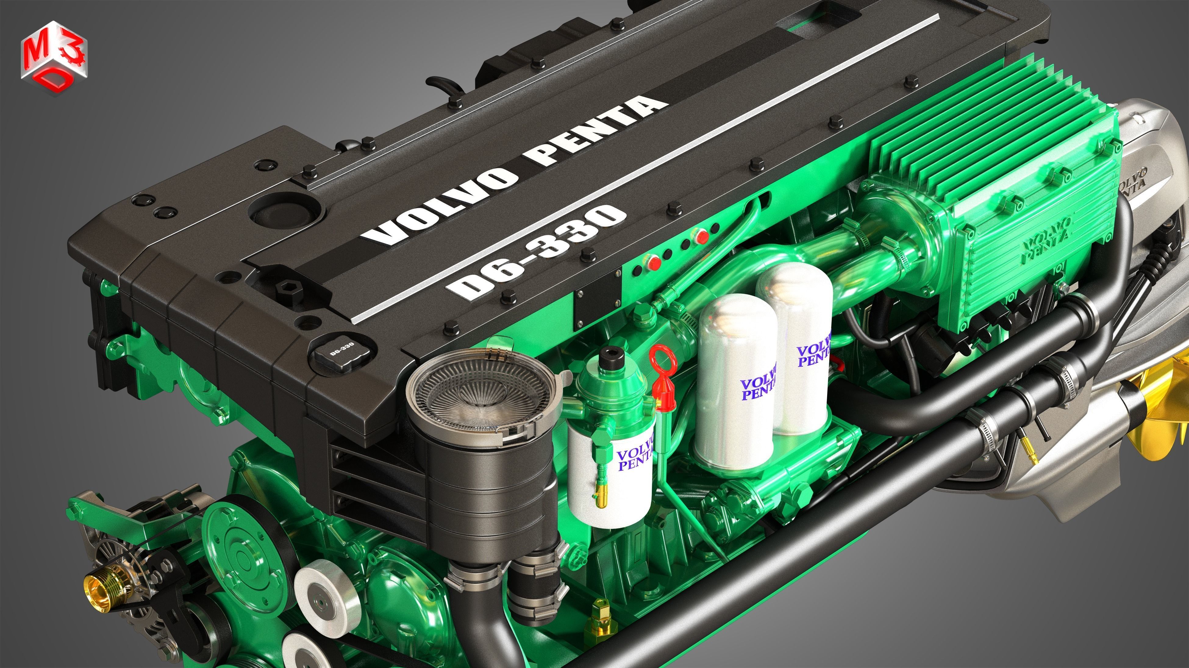Penta D6-330 Engine - 6 Cylinder Marine Engine 3D model | CGTrader